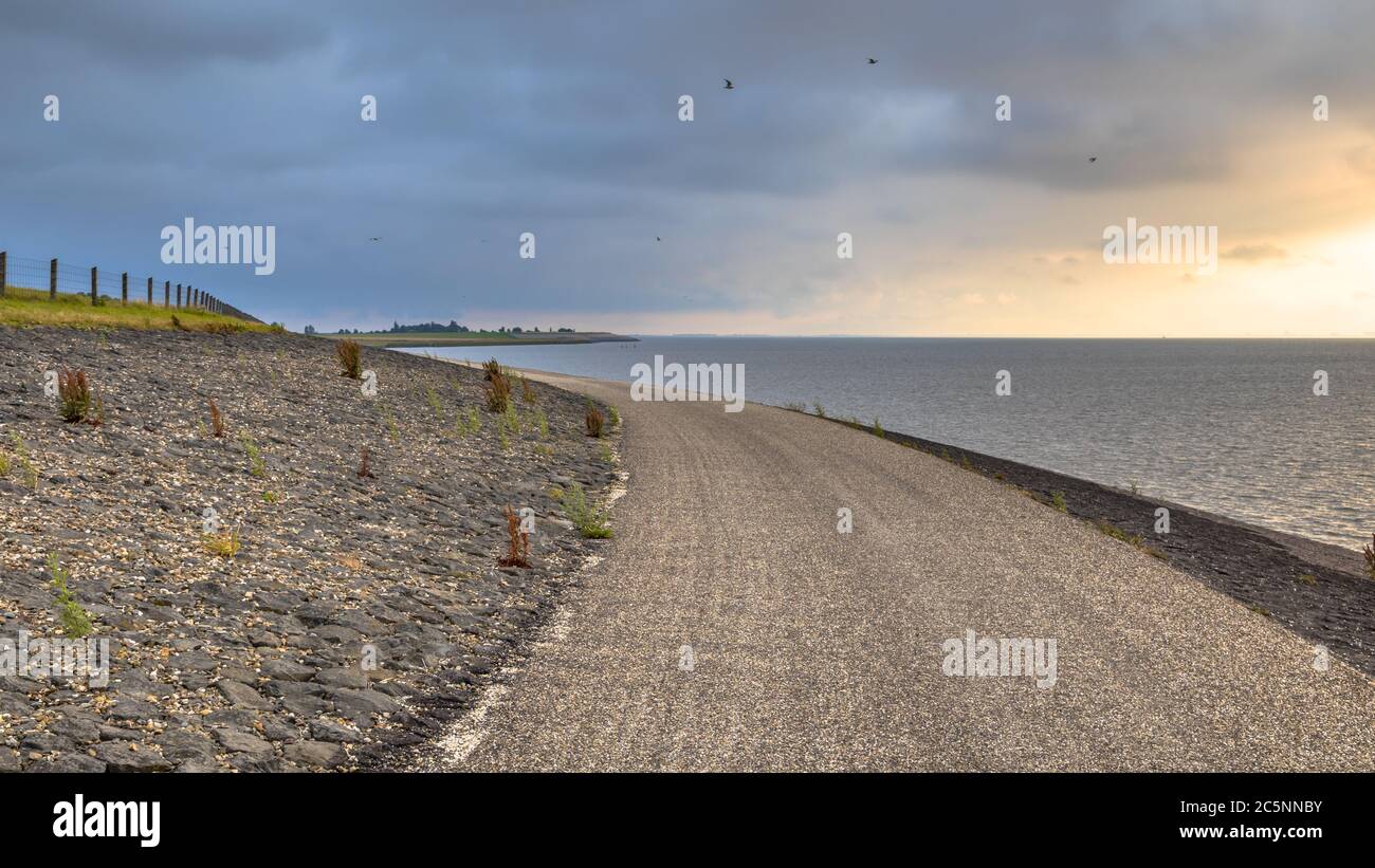 View over Waddensea from Deltaworks dike in Oosterland on former island ...