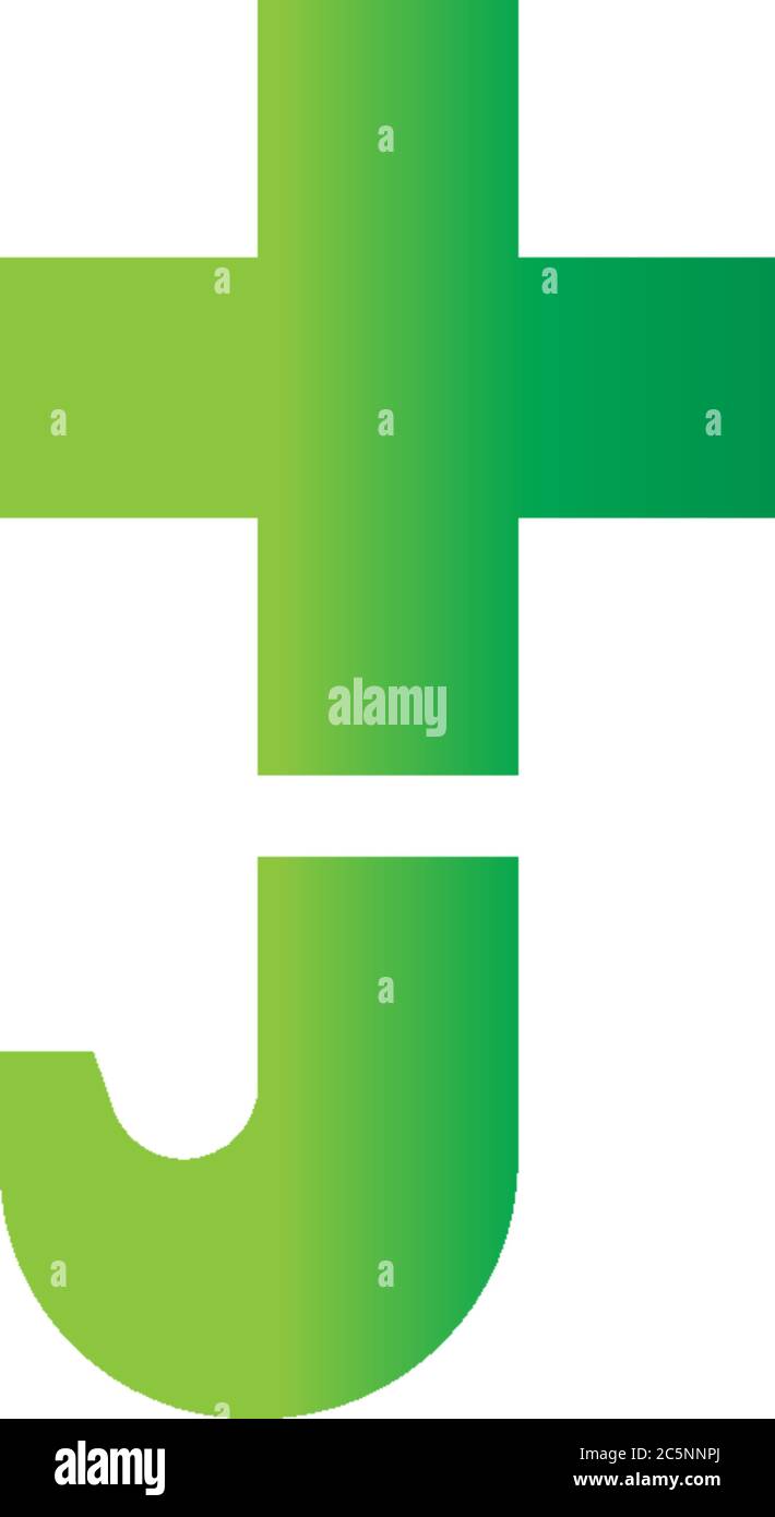 Cross J Letter logo, Medical cross J letter logo design concept Stock ...