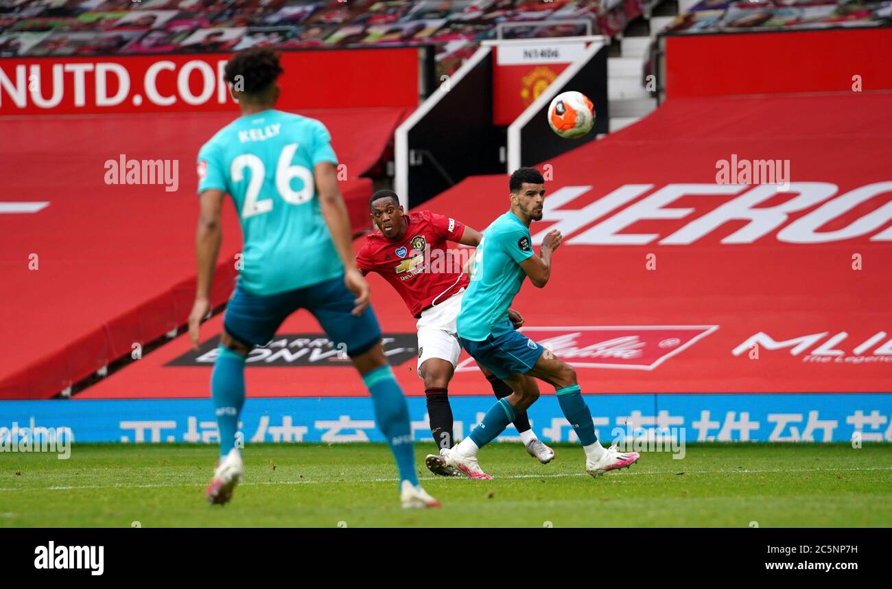 Manchester United's Anthony Martial scores his side's third goal of the ...