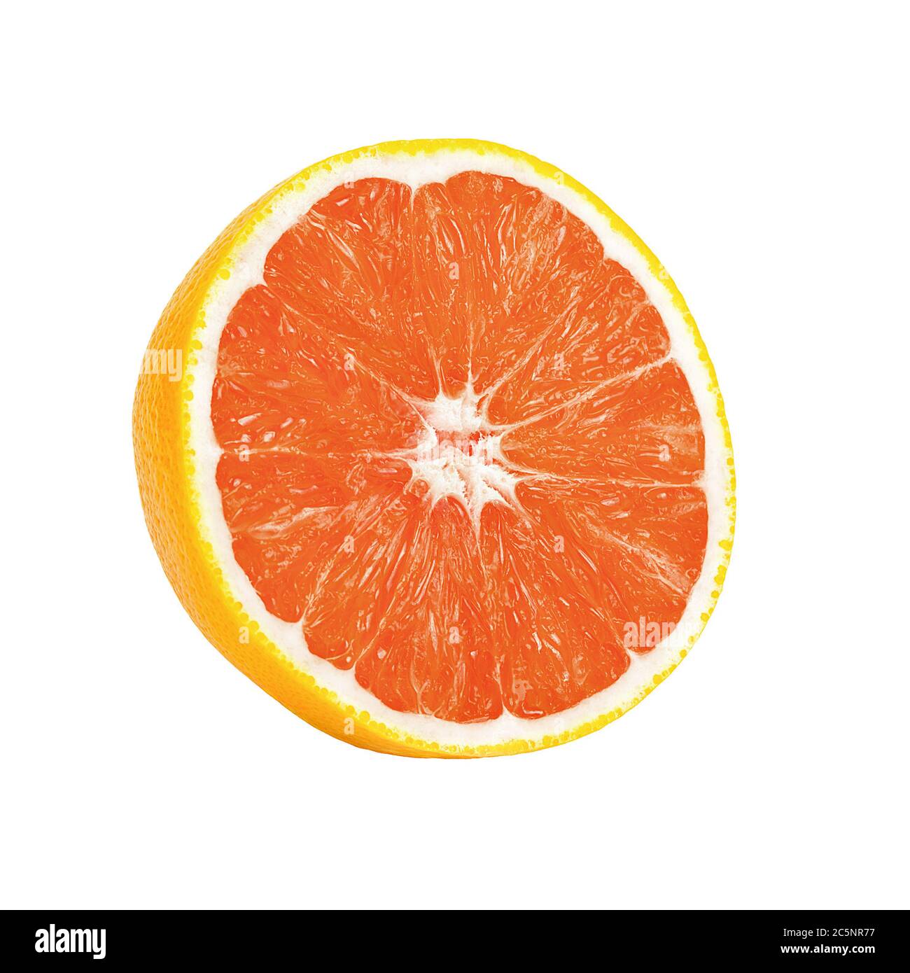 Isolated orange. One half ripe orange isolated on a white background ...