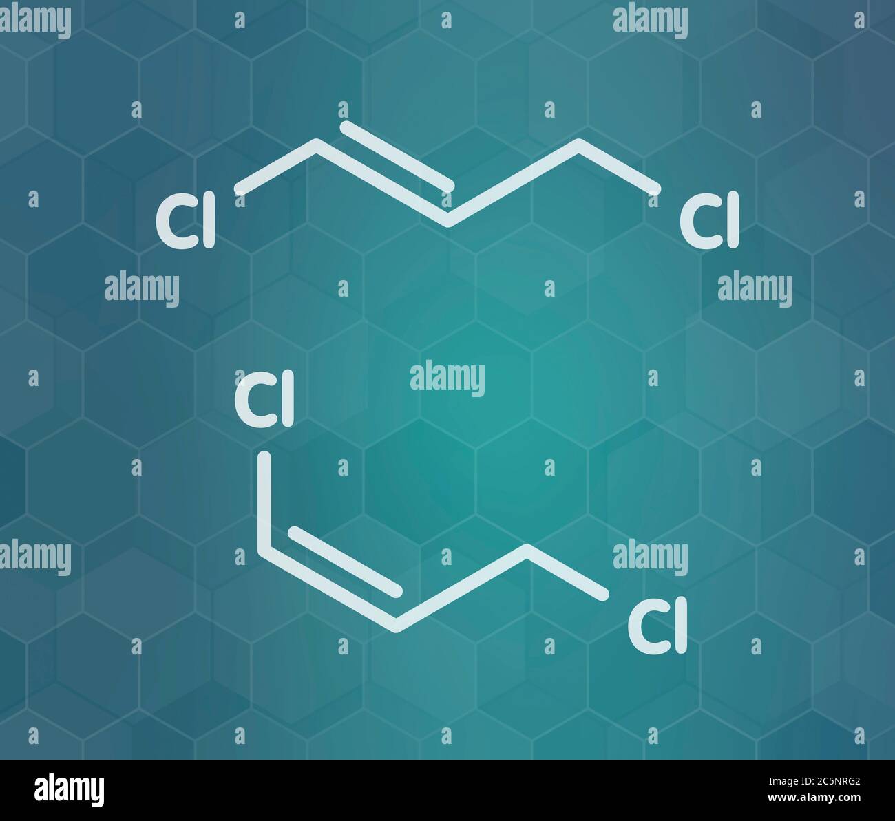 1,3-dichloropropene (dichloropropene) pesticide molecule. Skeletal ...