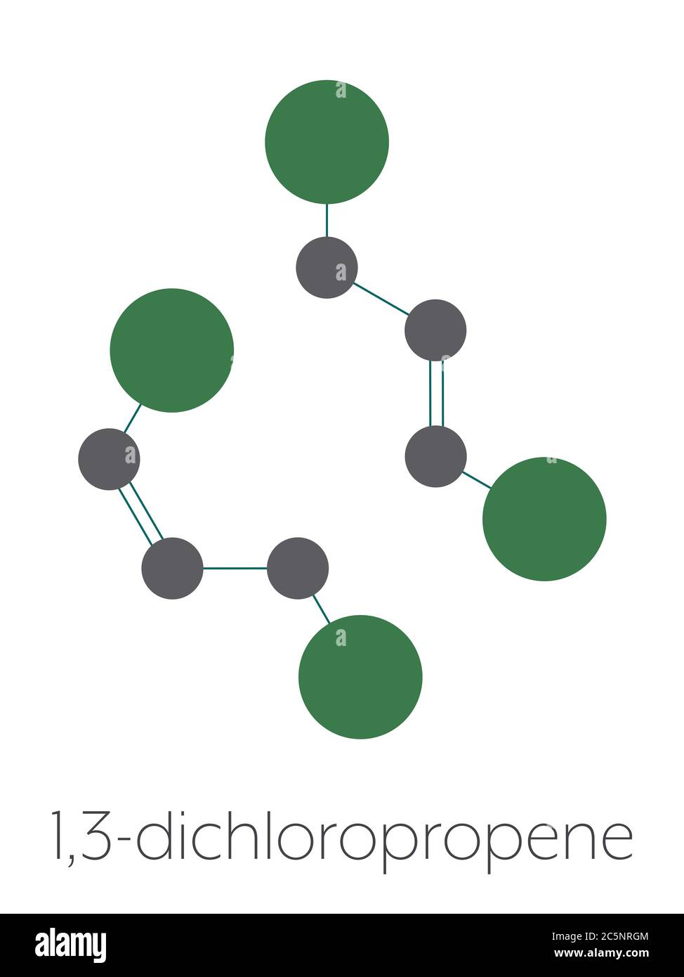 1,3-dichloropropene (dichloropropene) pesticide molecule. Stylized ...