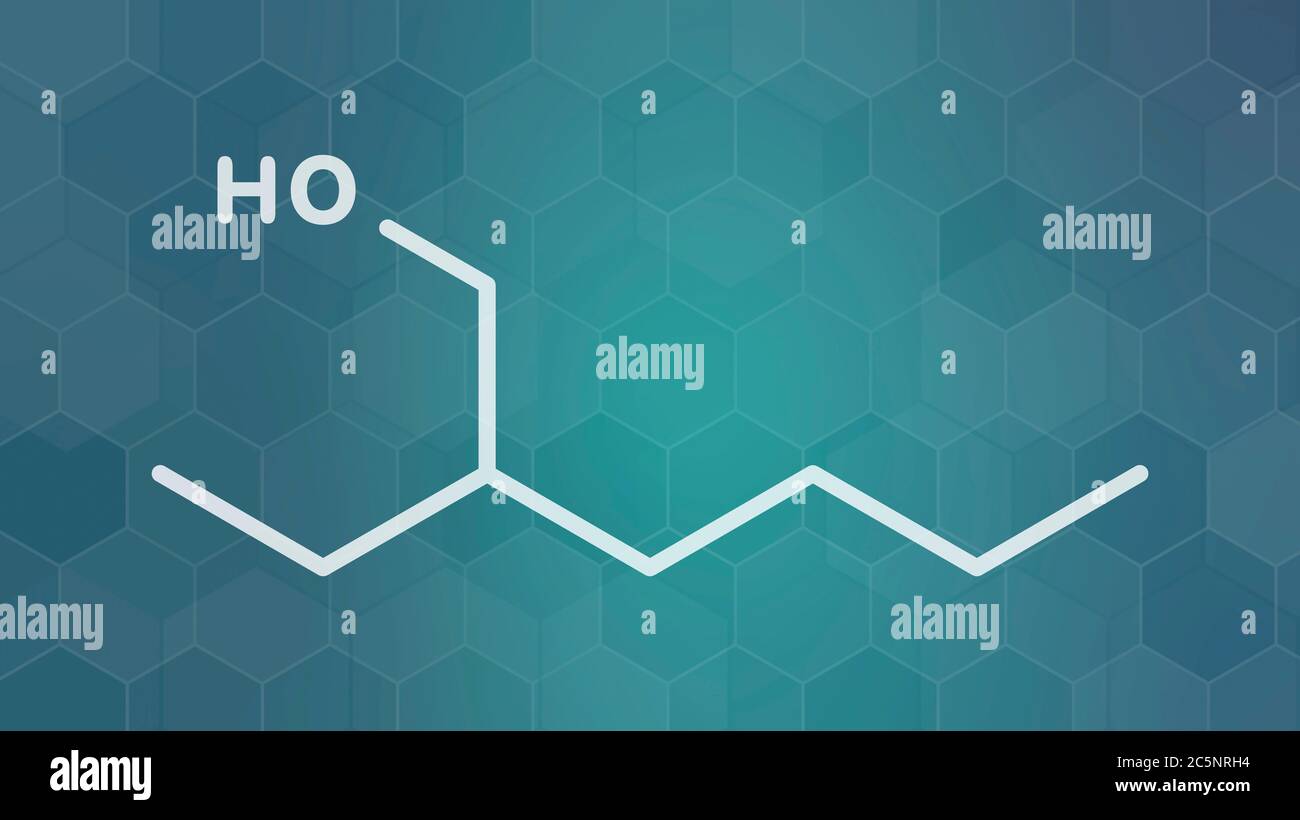 2-ethylhexanol (2-EH) molecule. Used as solvent, fragrance component ...