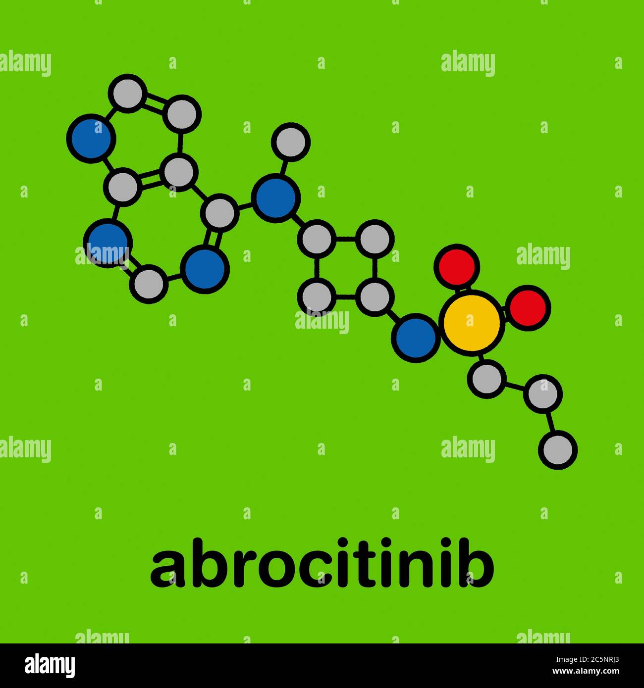 Abrocitinib atopic dermatitis drug molecule (JAK1 inhibitor). Stylized ...