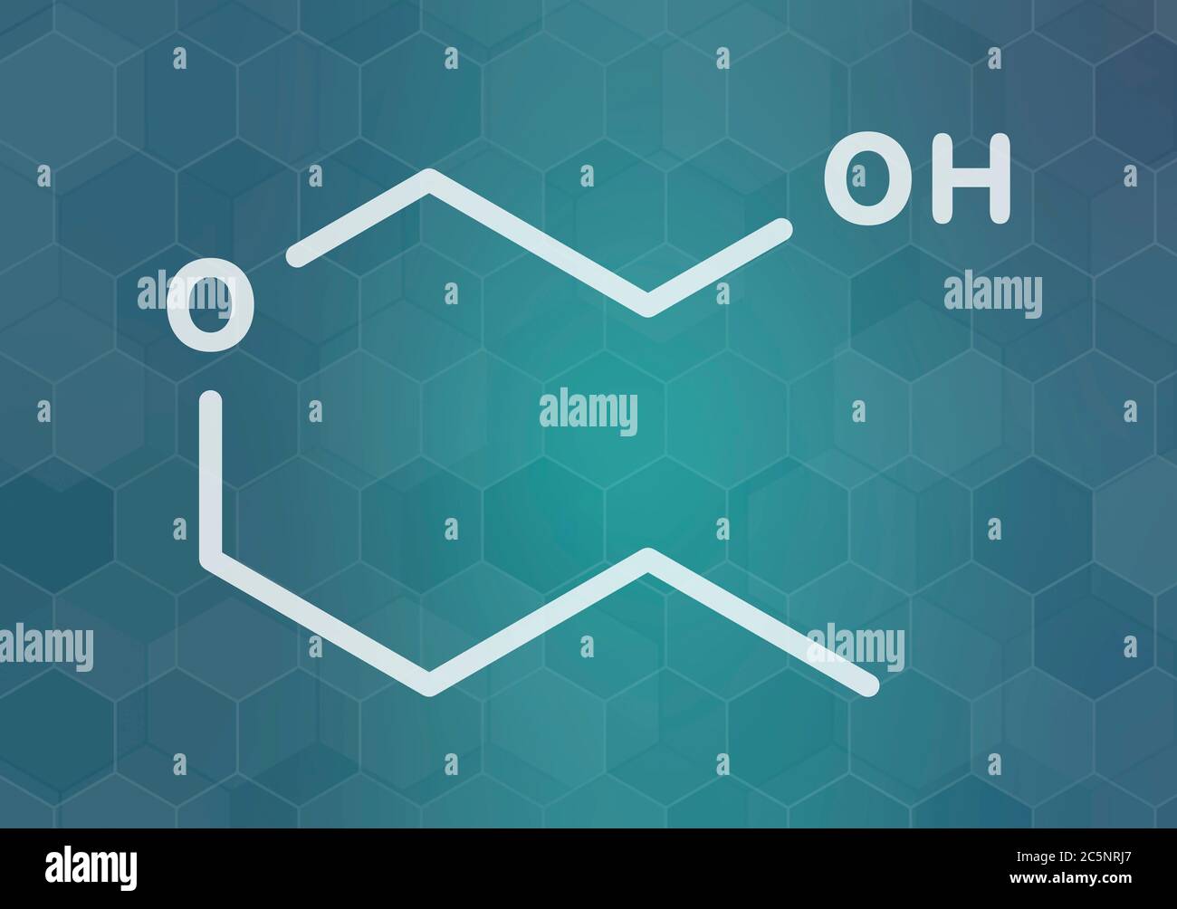 2-butoxyethanol molecule. Used as solvent and surfactant. Skeletal ...