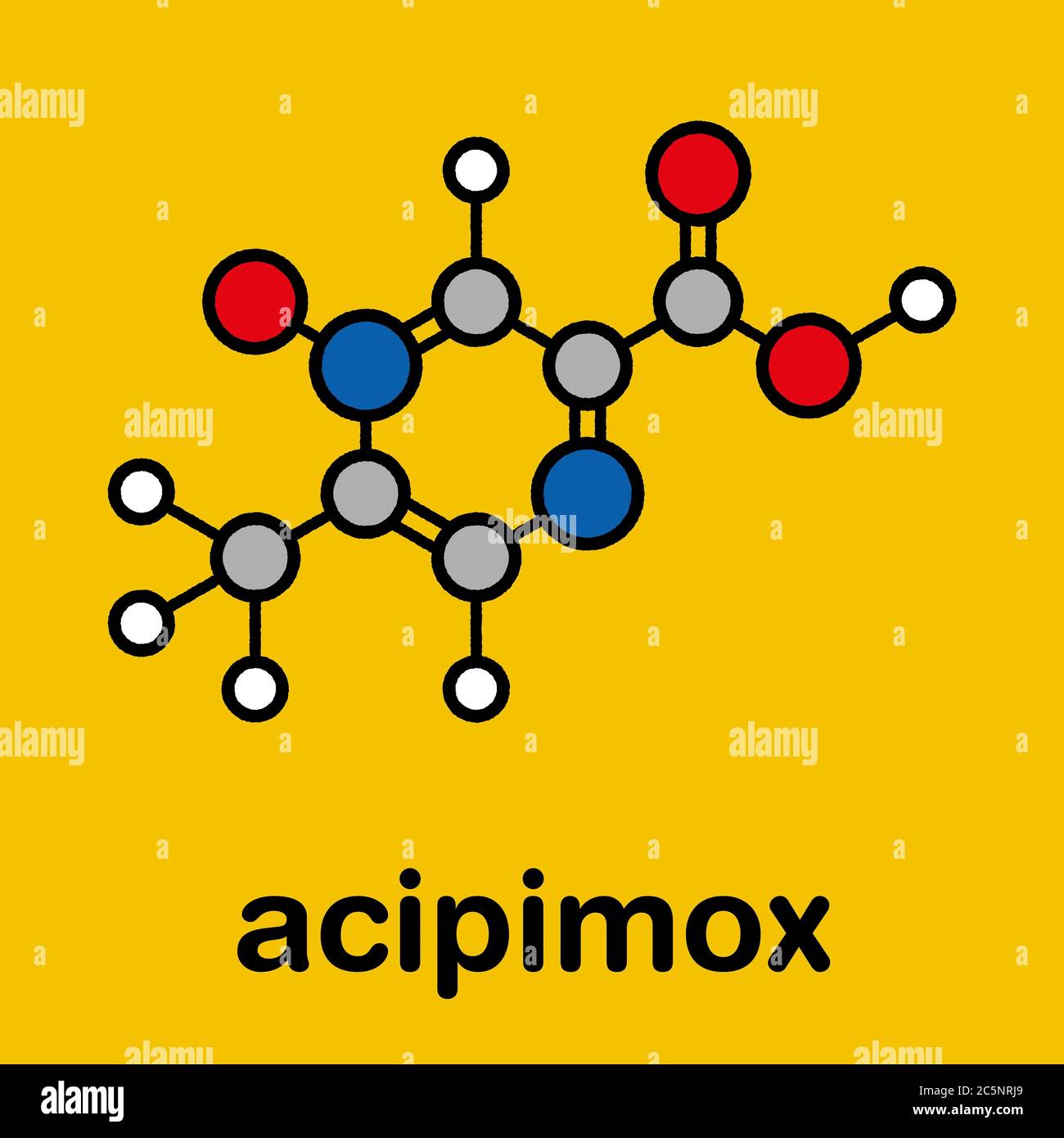 Acipimox hypertriglyceridemia drug molecule. Stylized skeletal formula ...