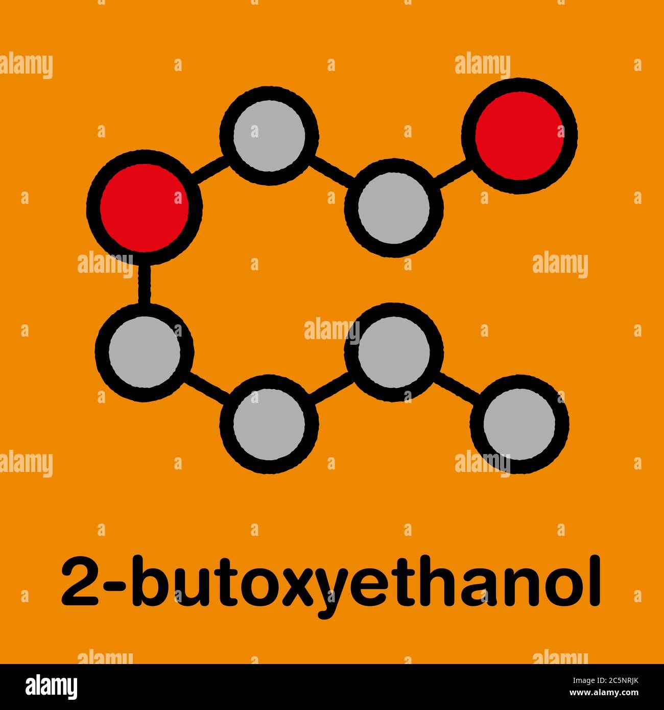 2-butoxyethanol molecule. Used as solvent and surfactant. Stylized ...
