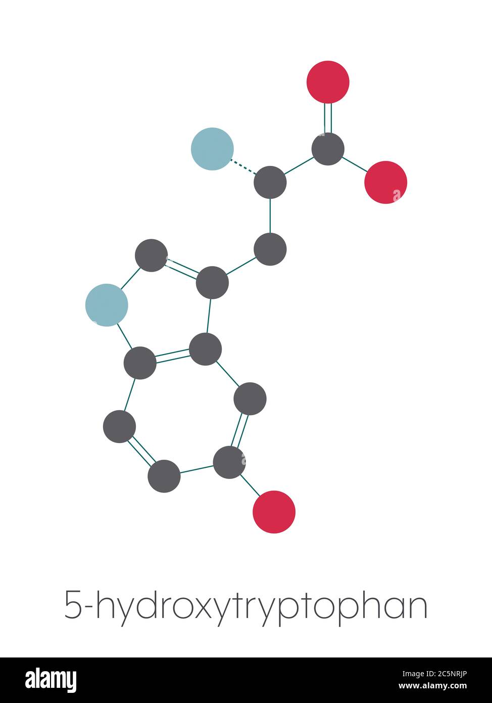 5-Hydroxytryptophan amino acid molecule. Stylized skeletal formula ...