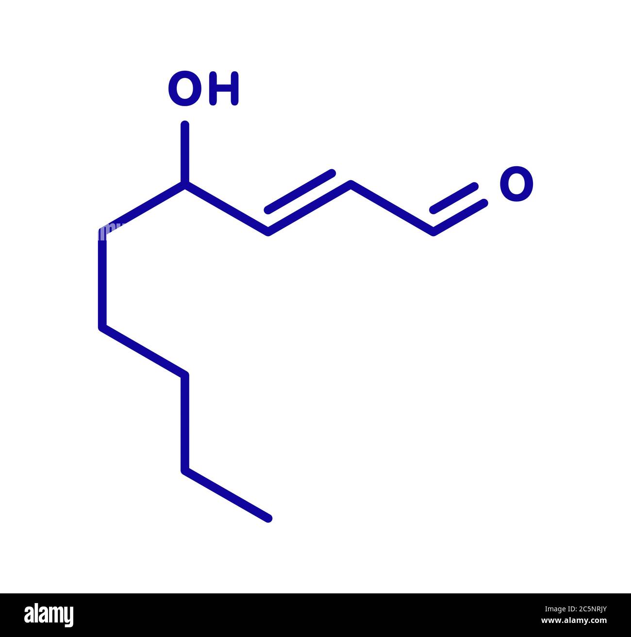 4-Hydroxynonenal (HNE) molecule. Metabolite produced by lipid ...