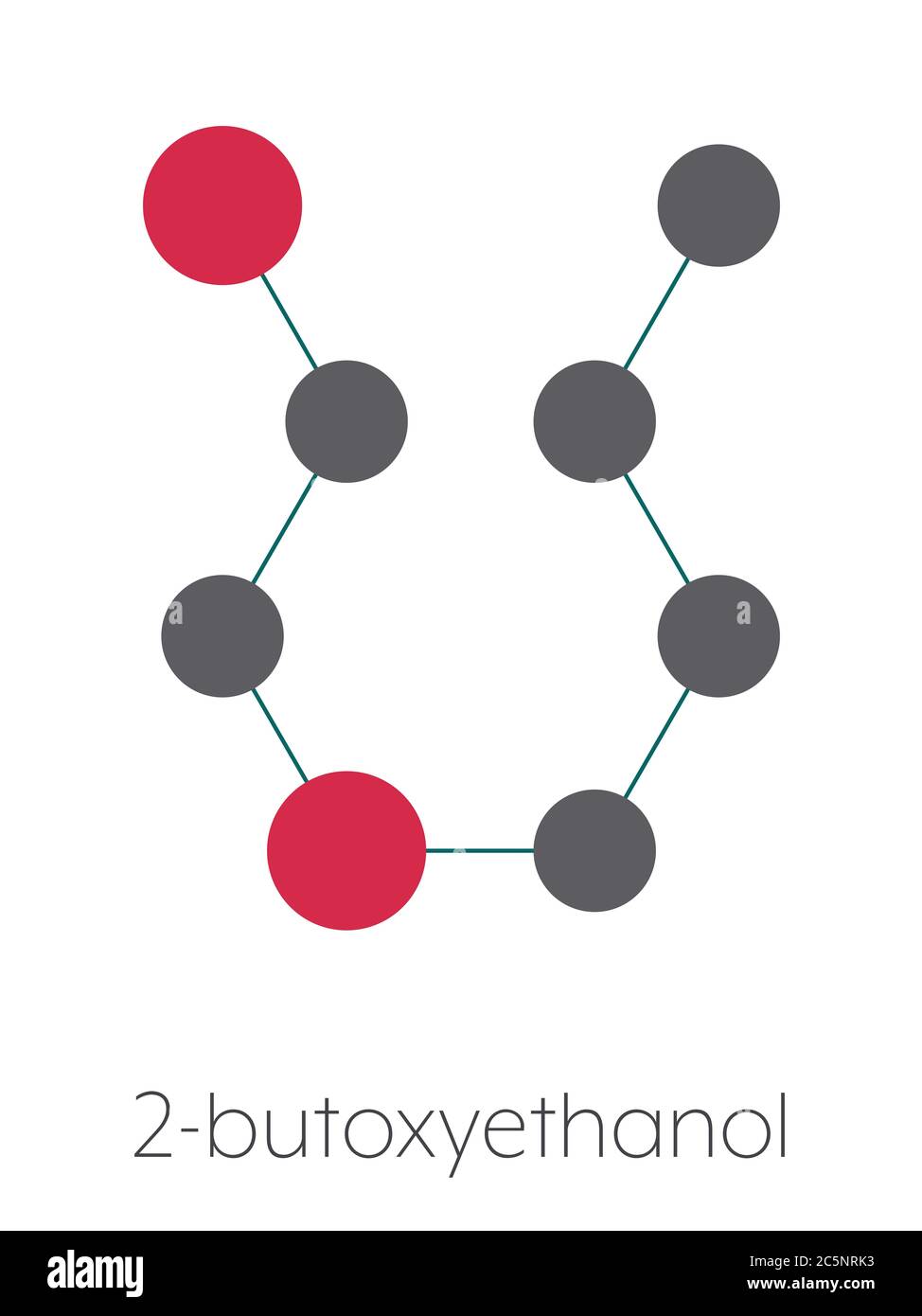 2-butoxyethanol molecule. Used as solvent and surfactant. Stylized ...