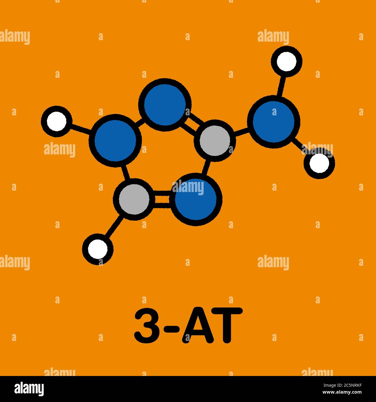 Amitrol (3-Amino-1,2,4-triazole, 3-AT) herbicide molecule. Stylized ...