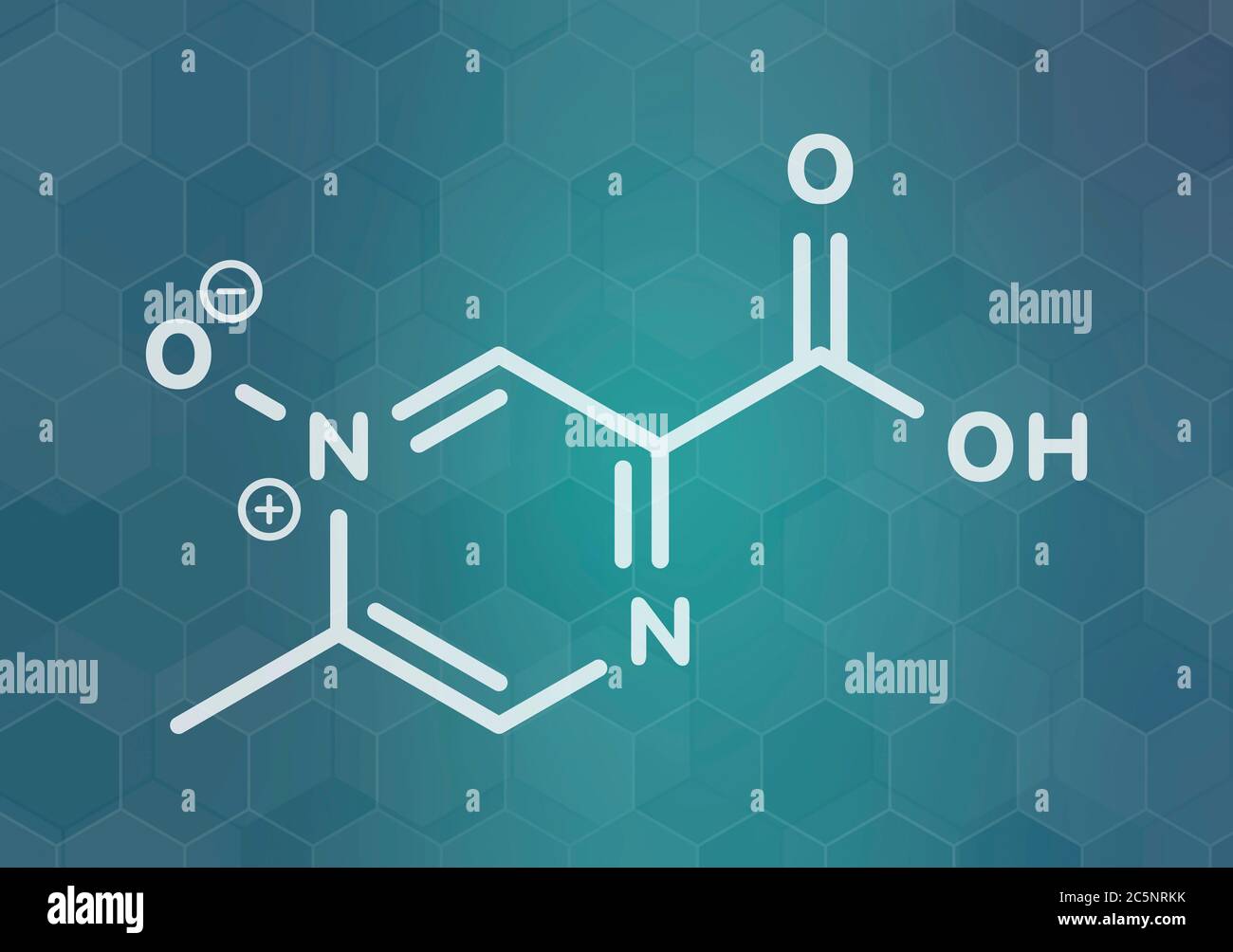 Acipimox hypertriglyceridemia drug molecule. Skeletal formula Stock ...