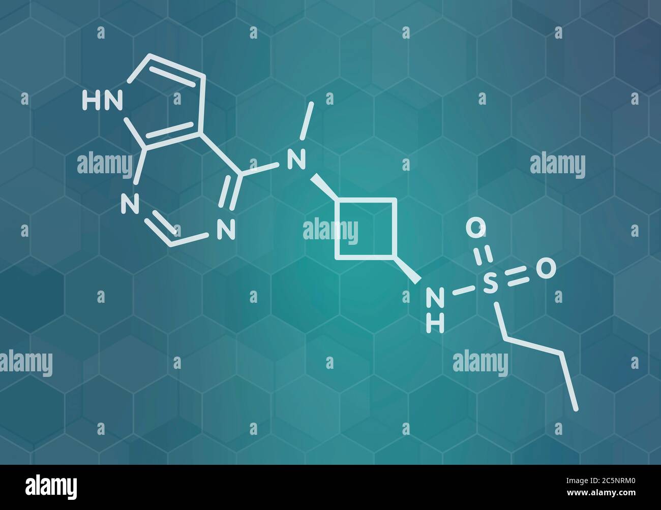 Abrocitinib atopic dermatitis drug molecule (JAK1 inhibitor). Skeletal ...