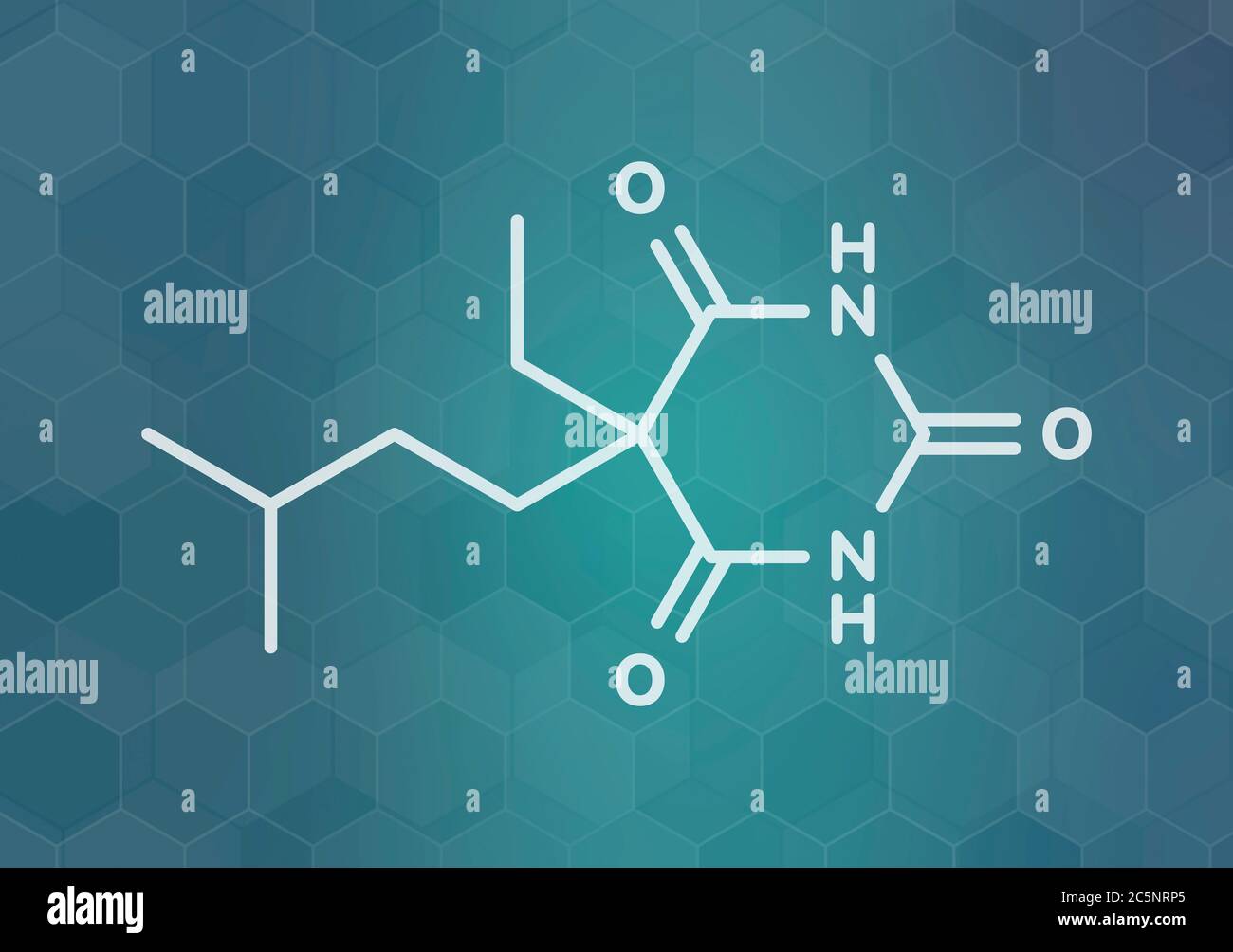 Amobarbital (amylobarbitone) barbiturate sedative, chemical structure ...
