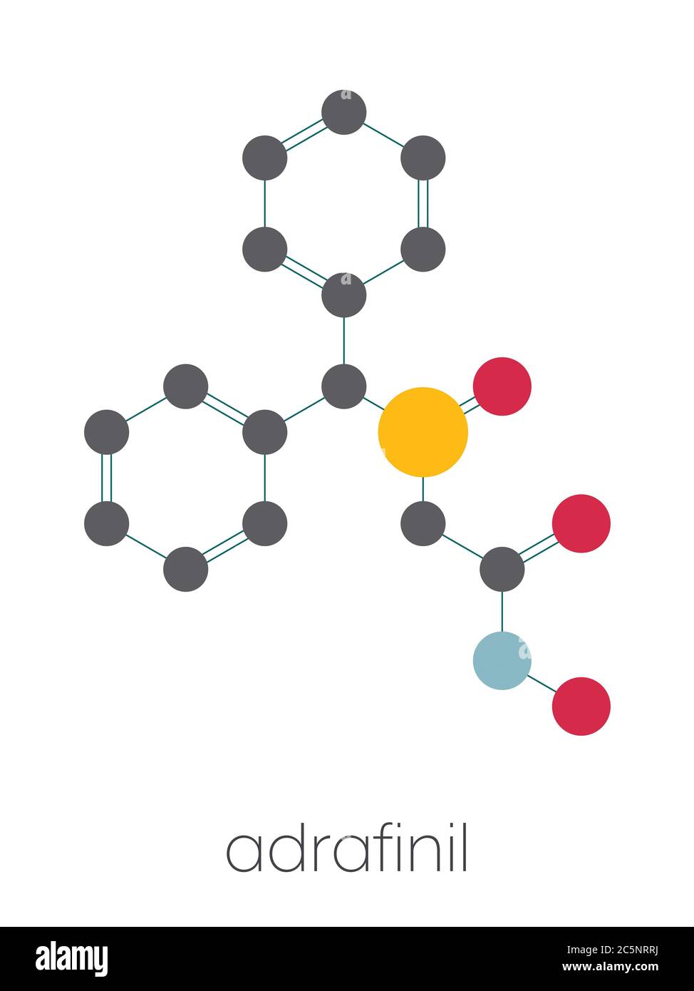 Adrafinil drug molecule (withdrawn). Stylized skeletal formula ...