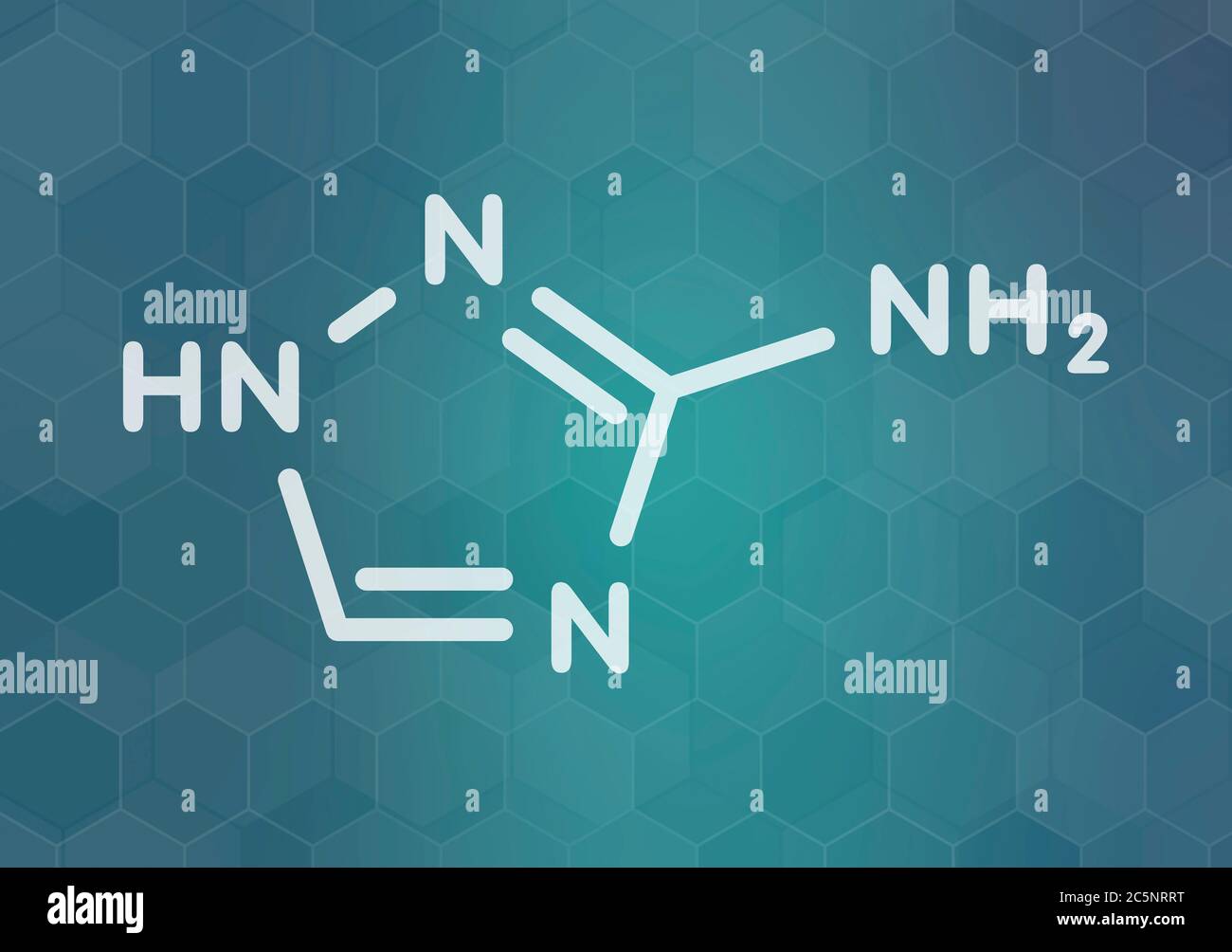 Amitrol (3-Amino-1,2,4-triazole, 3-AT) herbicide molecule. Skeletal ...