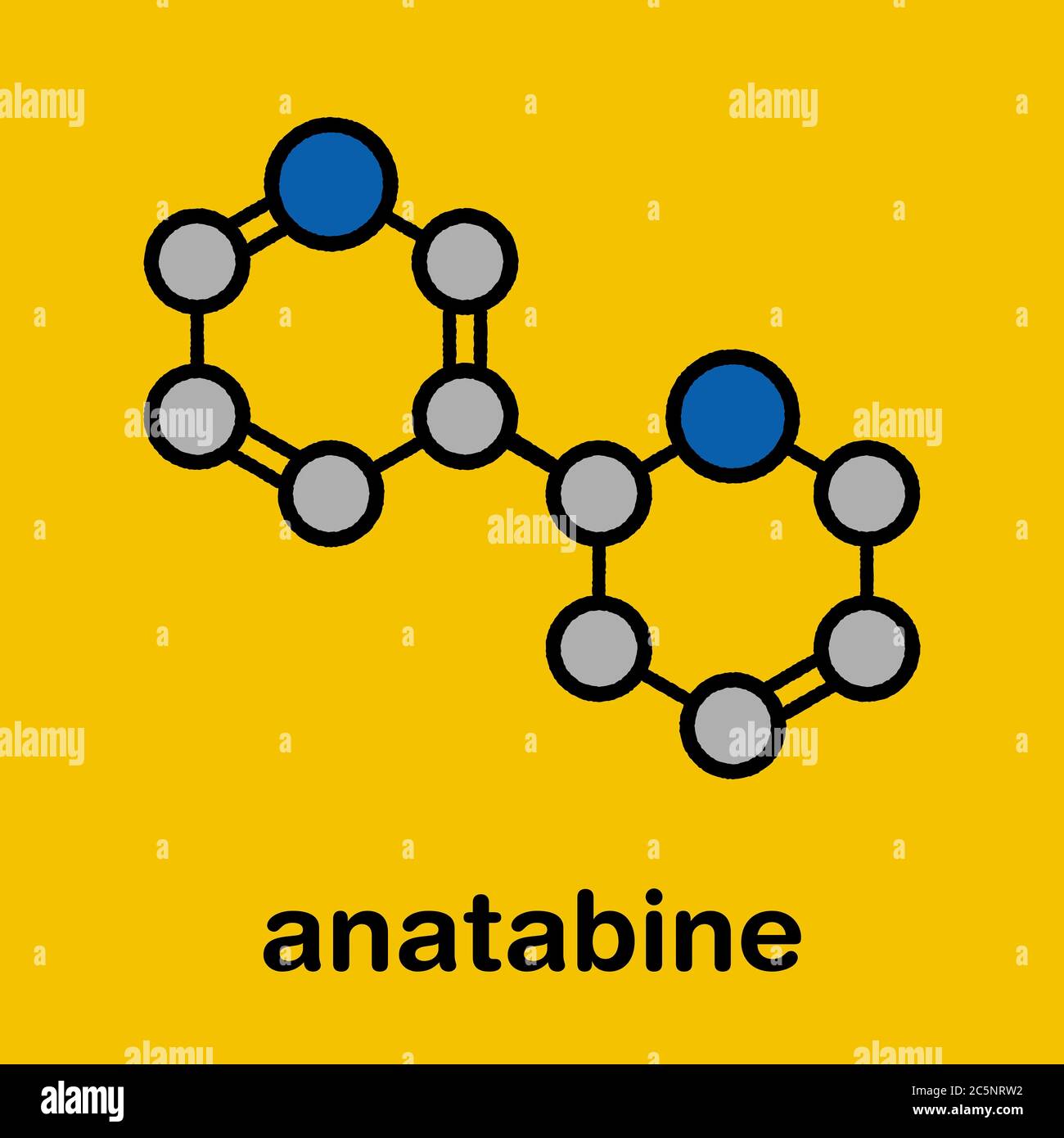 Anatabine alkaloid molecule. Stylized skeletal formula (chemical structure): Atoms are shown as ...
