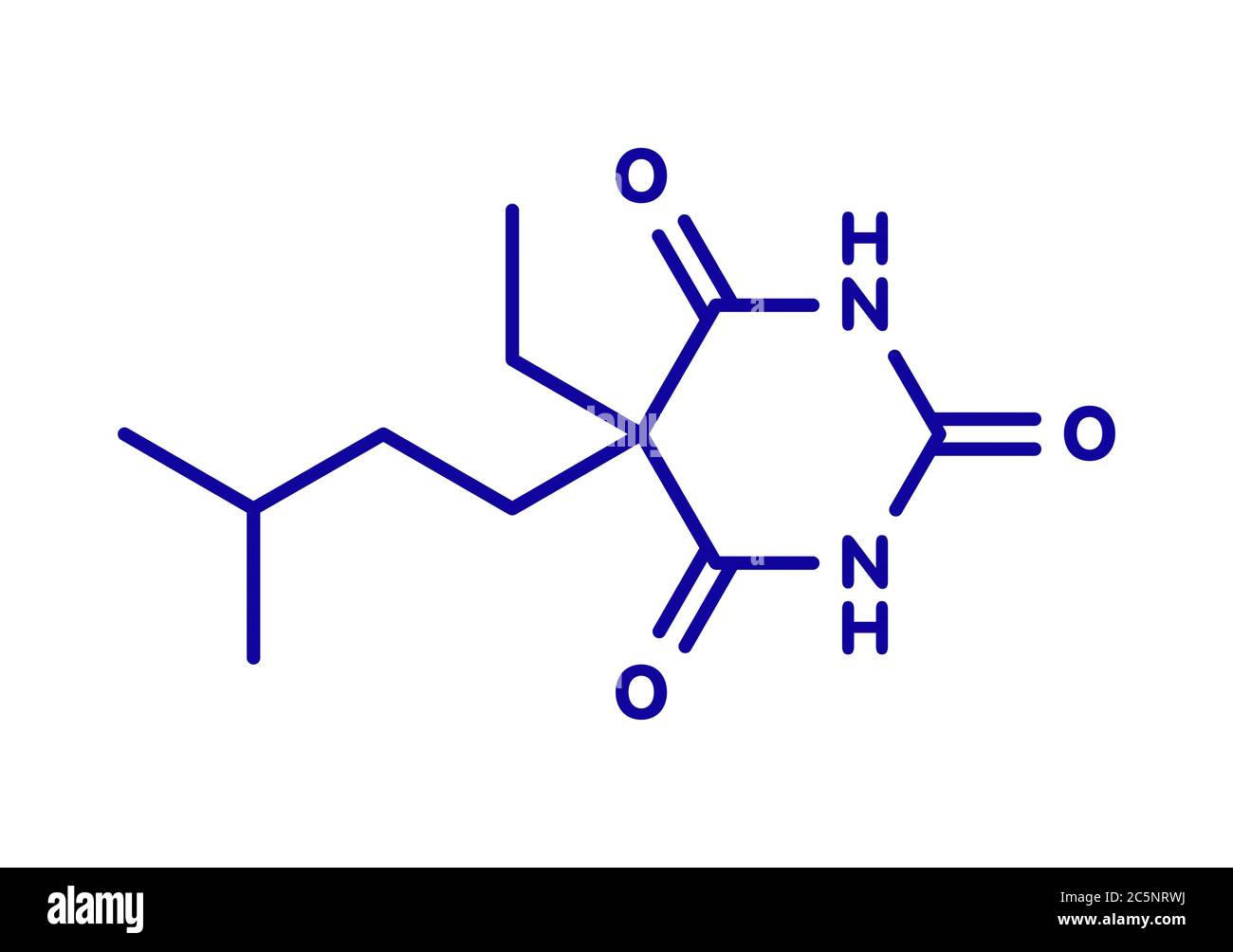 Amobarbital (amylobarbitone) barbiturate sedative, chemical structure ...