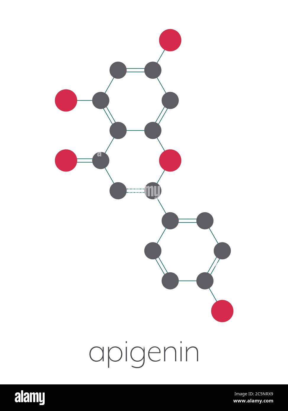 Apigenin yellow herbal dye molecule. Stylized skeletal formula ...