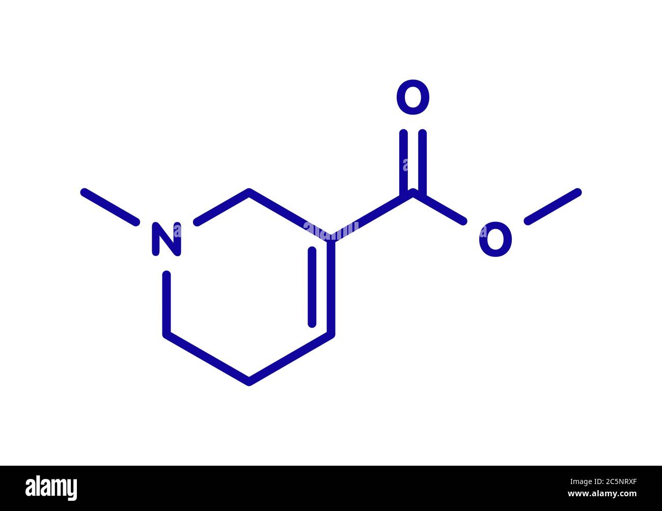 Arecoline areca nut stimulant compound, chemical structure. Skeletal ...