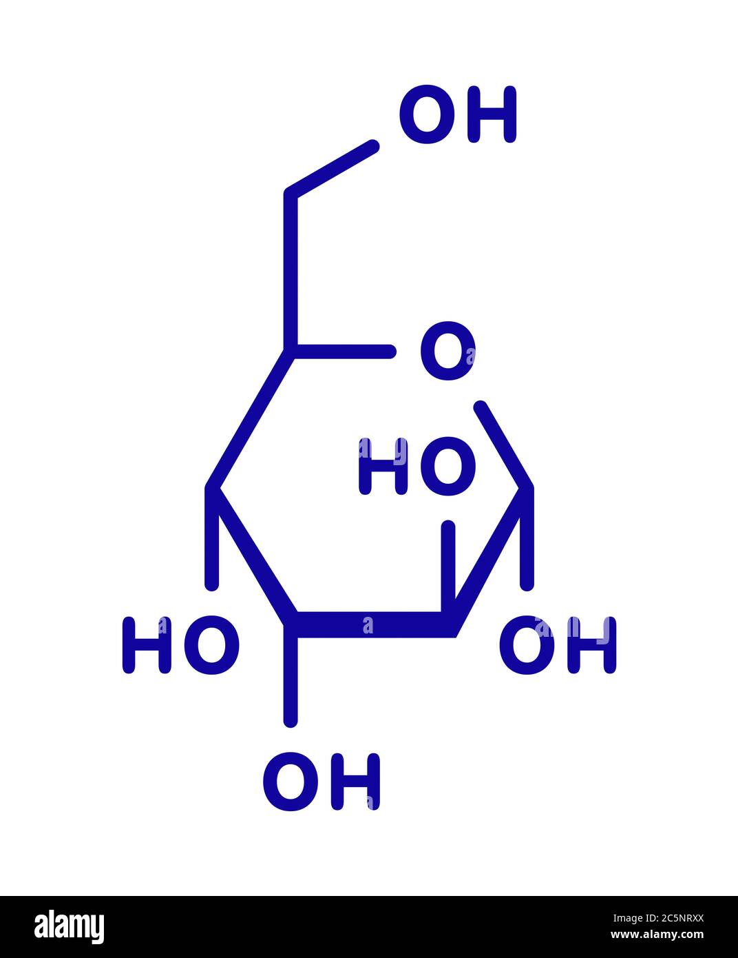 Altrose sugar molecule (alpha-D-altropyranose form). Skeletal formula ...