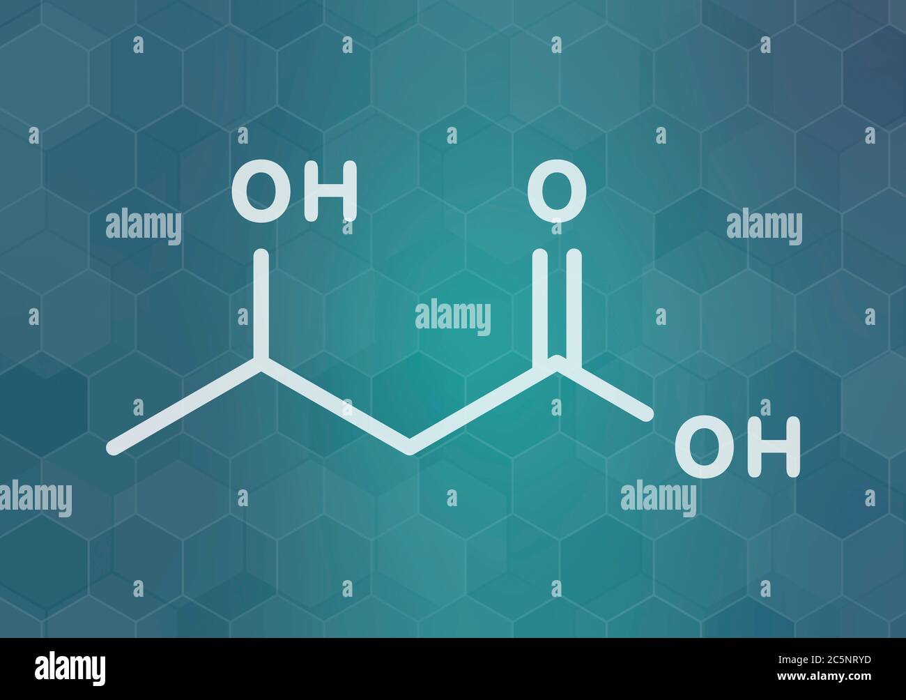 Beta-hydroxybutyric acid (beta-hydroxybutyrate) molecule. Skeletal ...