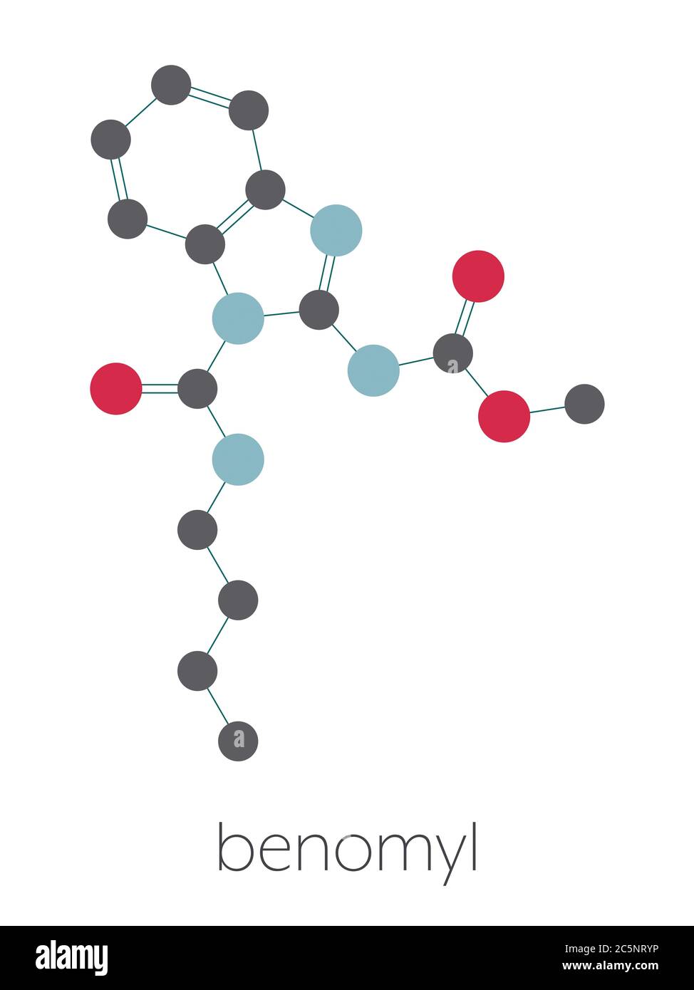 Benomyl fungicide molecule. Stylized skeletal formula (chemical ...