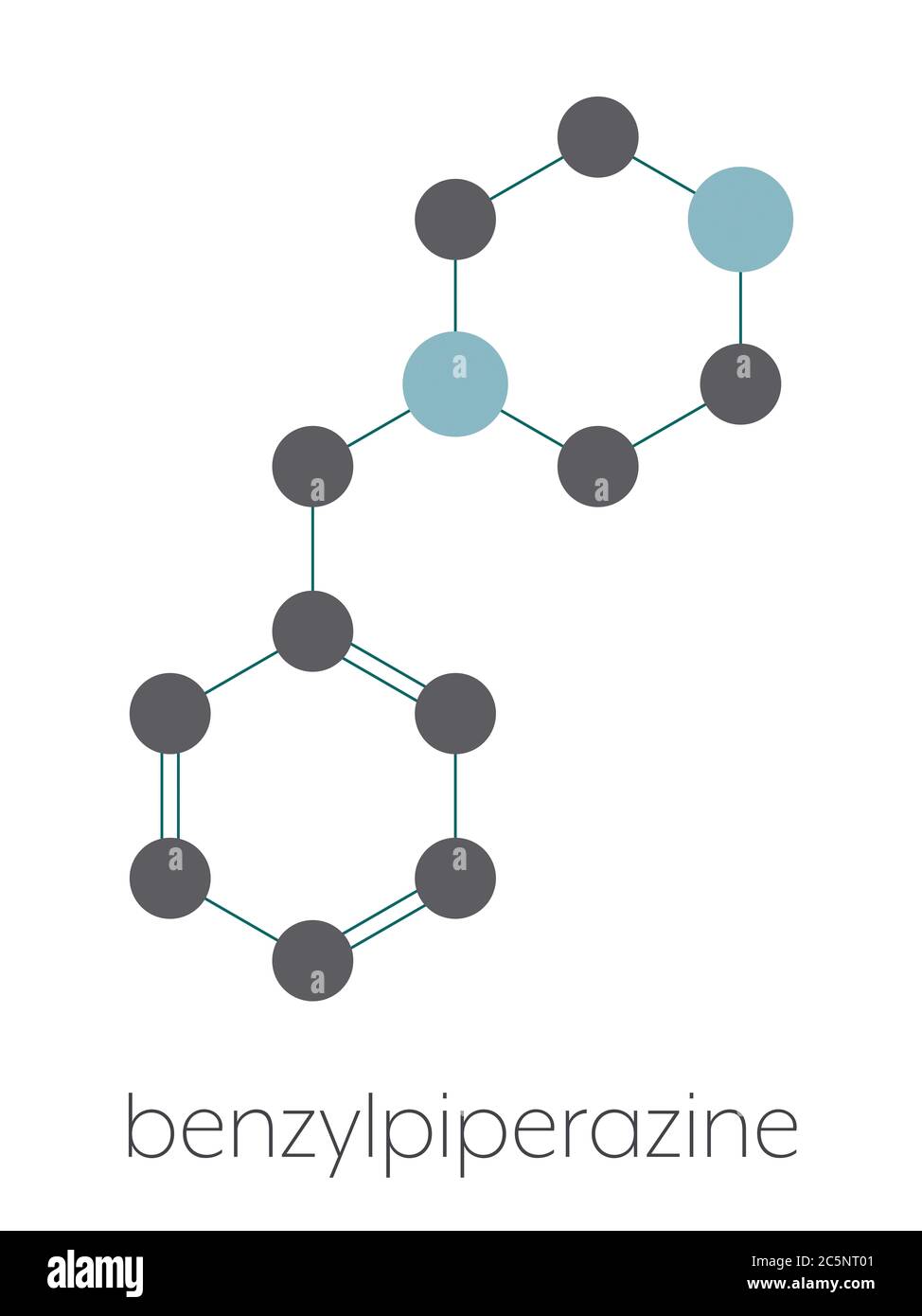 Benzylpiperazine (BZP) recreational drug molecule. Stylized skeletal ...