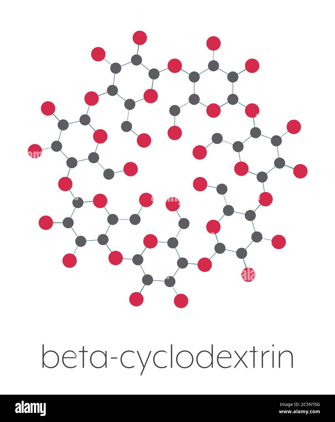 Beta-cyclodextrin molecule. Used in pharmaceuticals, food, deodorizing ...