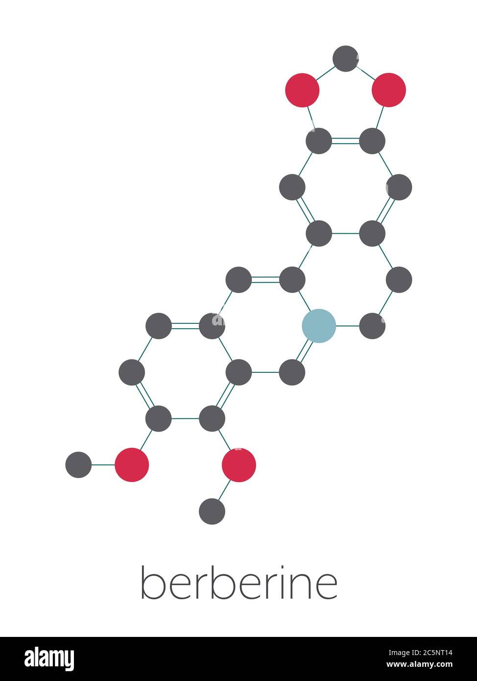 Berberine alkaloid molecule. Present in number of plants. Used as a ...