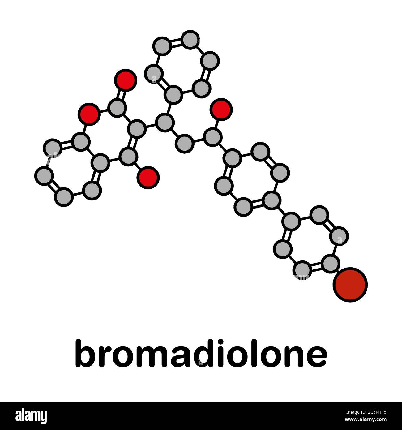 Bromadiolone rodenticide molecule (vitamin K antagonist). Stylized ...