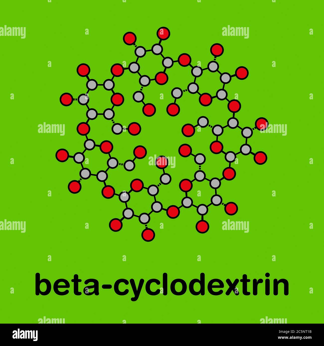 Beta-cyclodextrin molecule. Used in pharmaceuticals, food, deodorizing ...