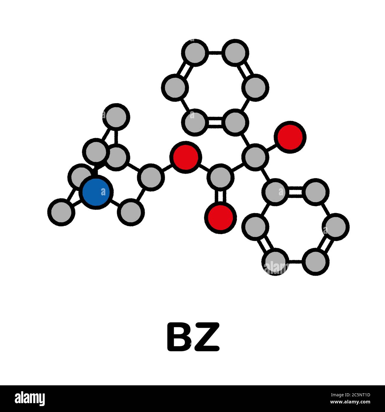 3-Quinuclidinyl benzilate (QNB, BZ) incapacitating agent molecule ...