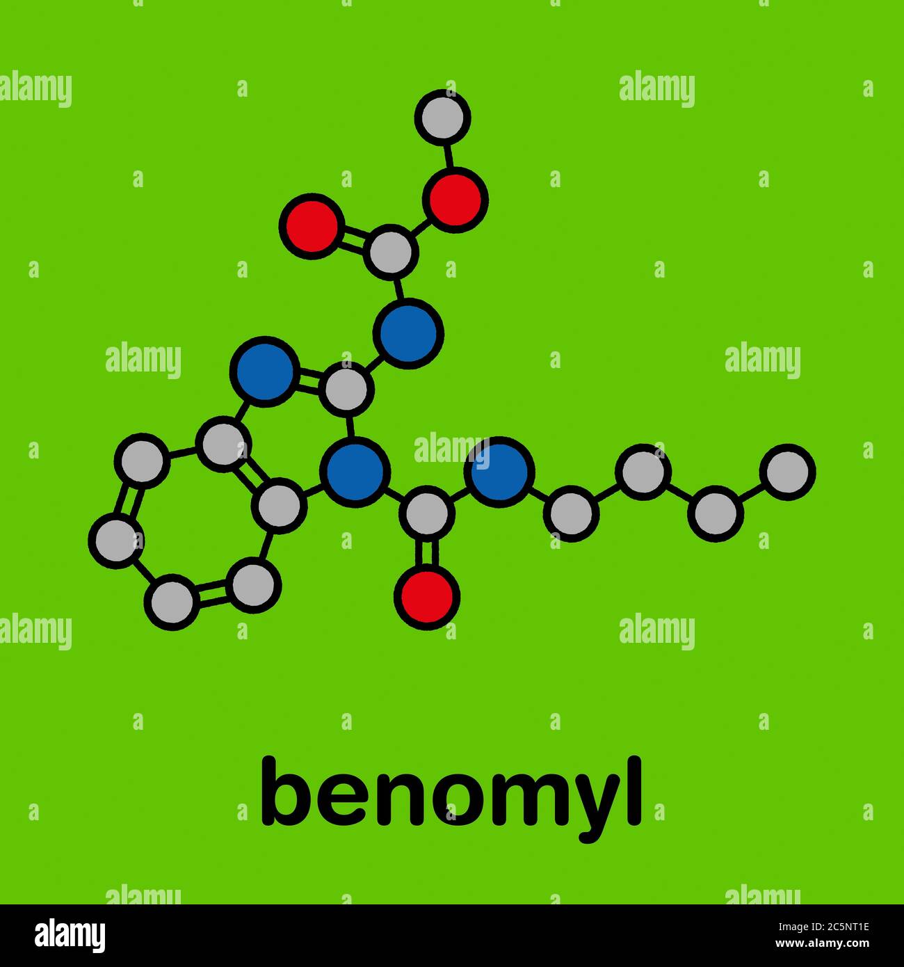 Benomyl fungicide molecule. Stylized skeletal formula (chemical ...