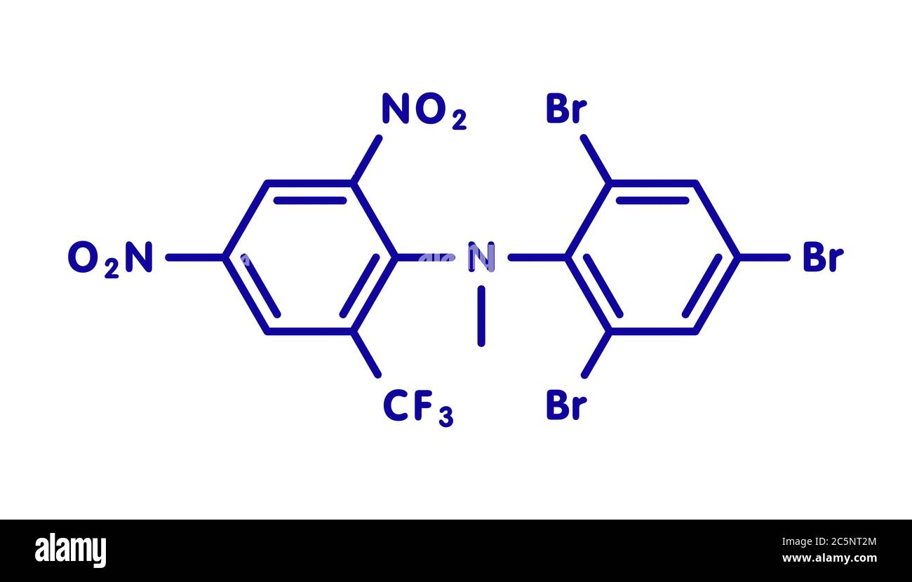 Bromethalin rodenticide molecule (rat poison). Skeletal formula Stock ...