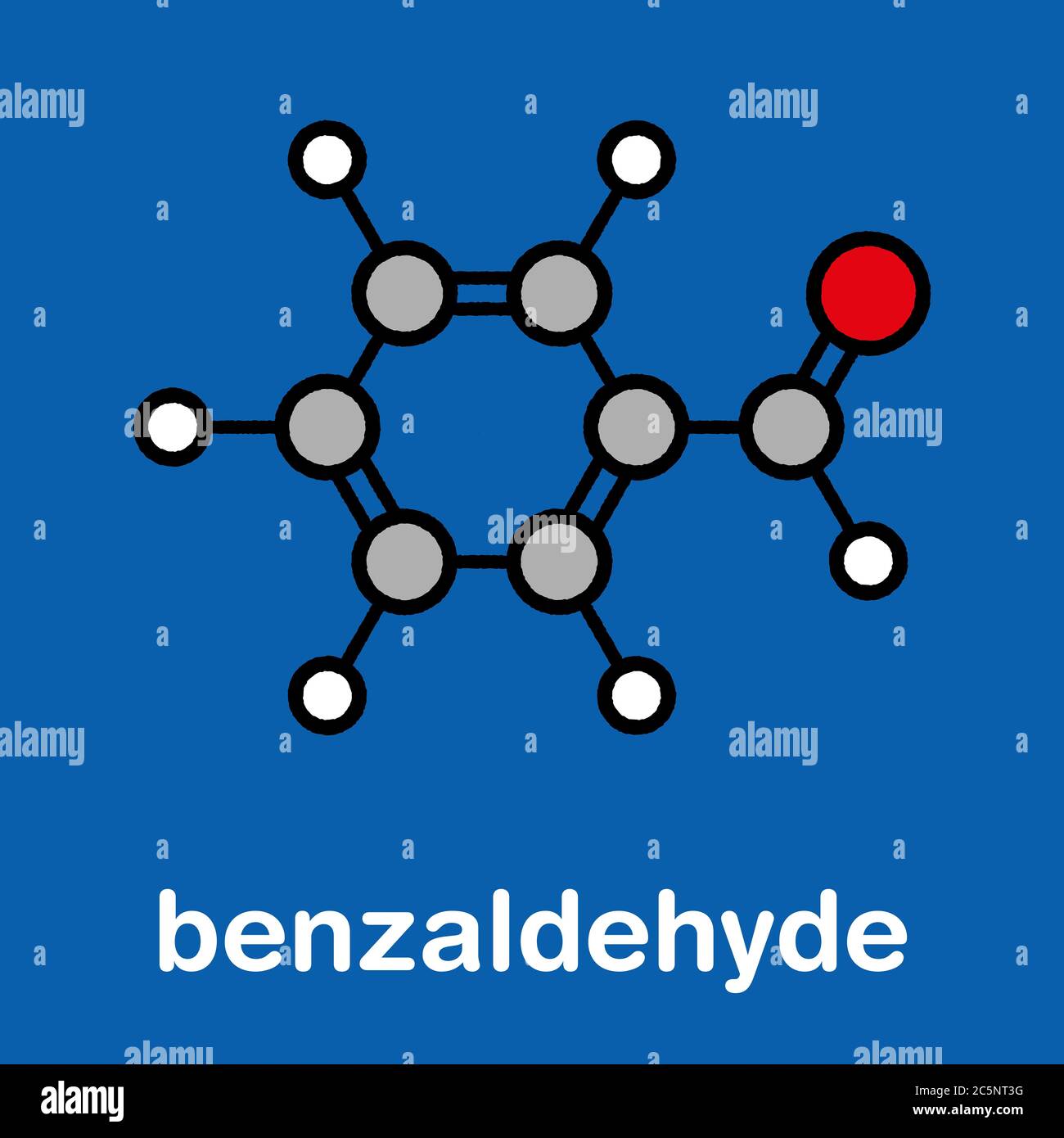 Benzaldehyde bitter almond odour molecule. Stylized skeletal formula ... Benzaldehyde bitter almond odour molecule. Stylized skeletal formula ...