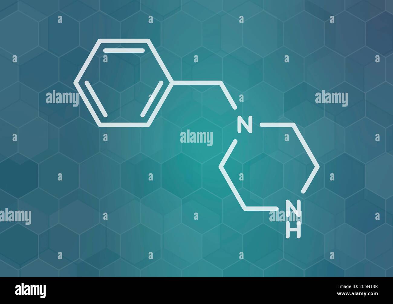 Benzylpiperazine (BZP) recreational drug molecule. Skeletal formula ...