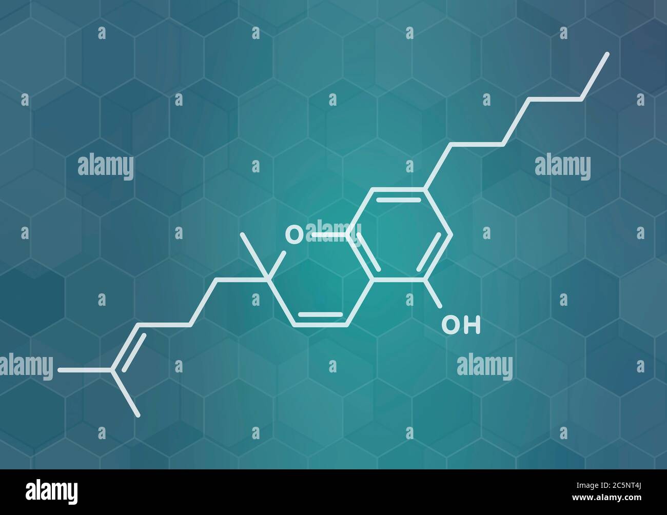 Cannabichromene or CBC cannabinoid molecule. Skeletal formula Stock ...