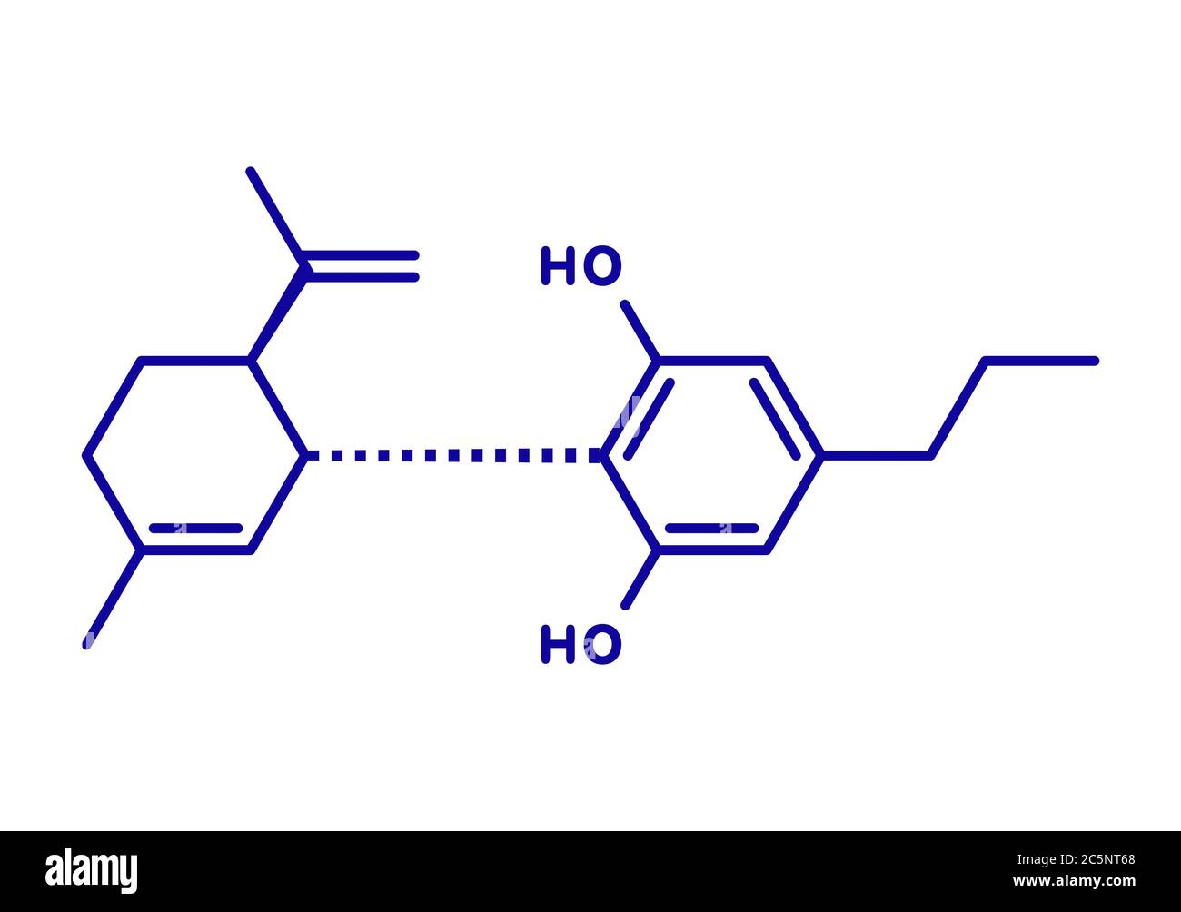 Cannabidivarin or CBDV cannabinoid molecule. Skeletal formula Stock ...