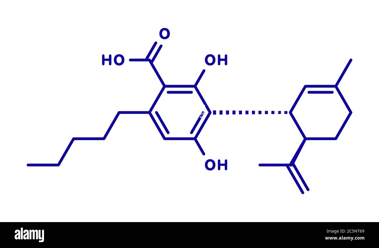 Cannabidiolic acid or CBDA cannabinoid molecule. Skeletal formula Stock ...