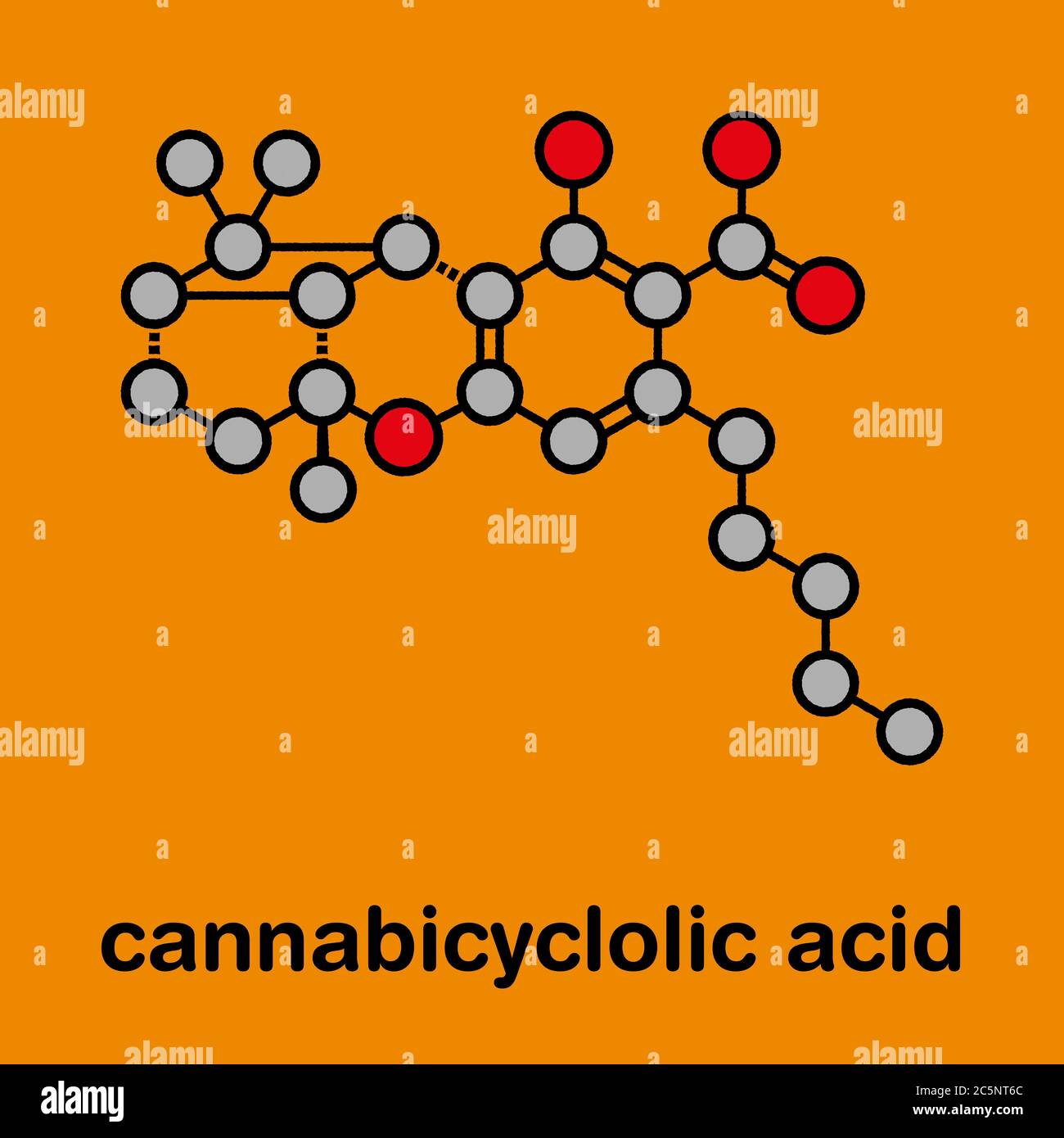 Cannabicyclolic acid cannabinoid molecule. Stylized skeletal formula ...
