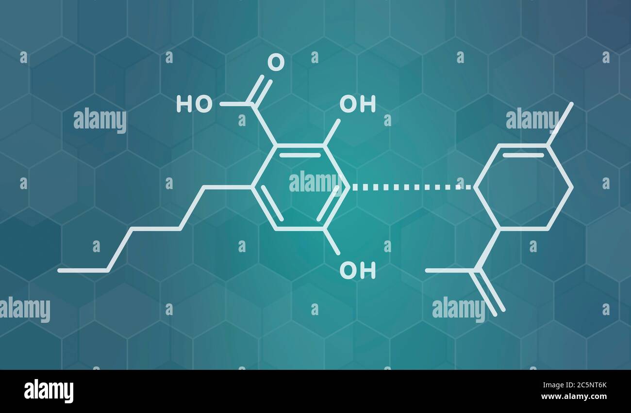 Cannabidiolic acid or CBDA cannabinoid molecule. Skeletal formula Stock ...