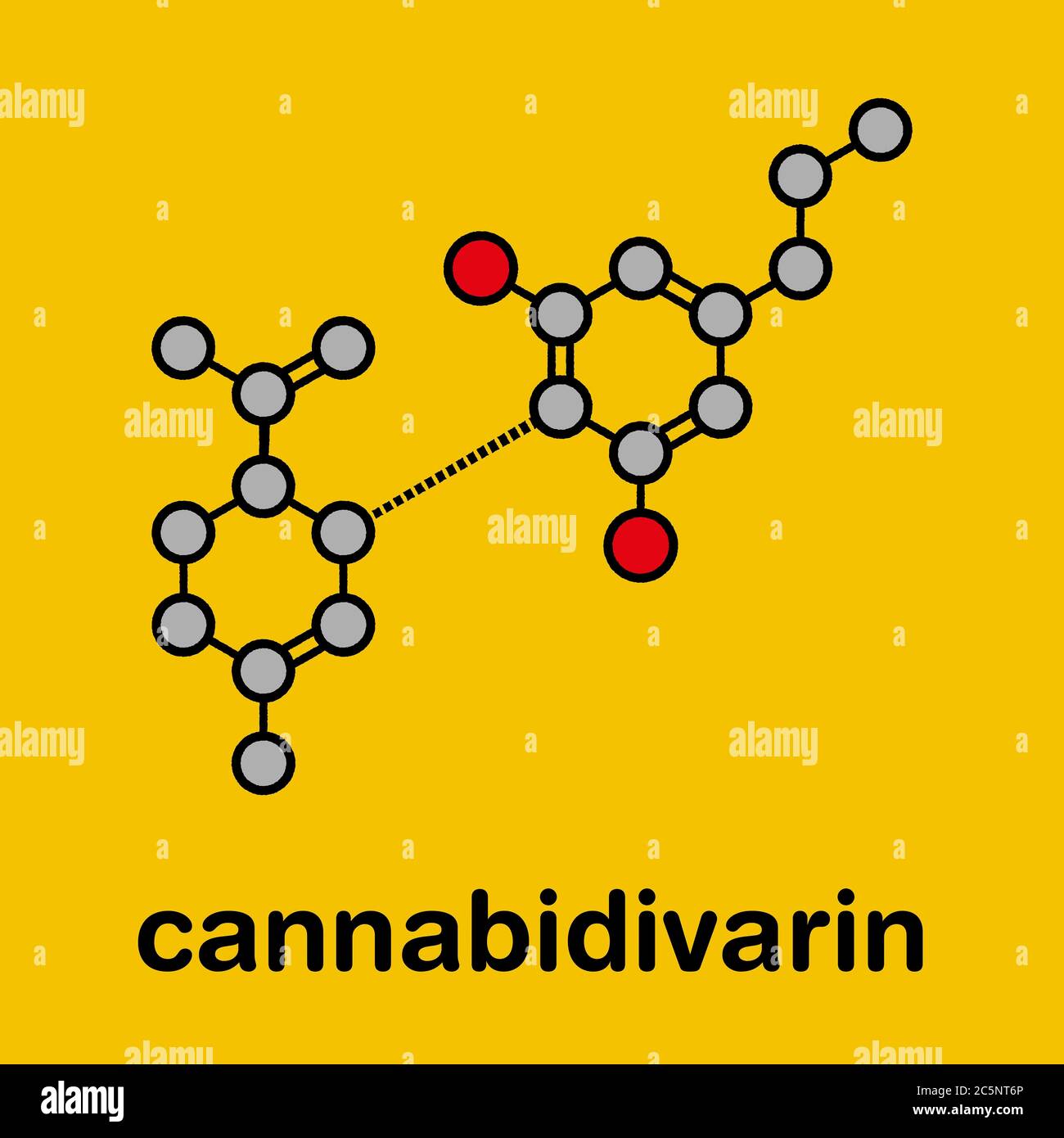 Cannabidivarin or CBDV cannabinoid molecule. Stylized skeletal formula ...