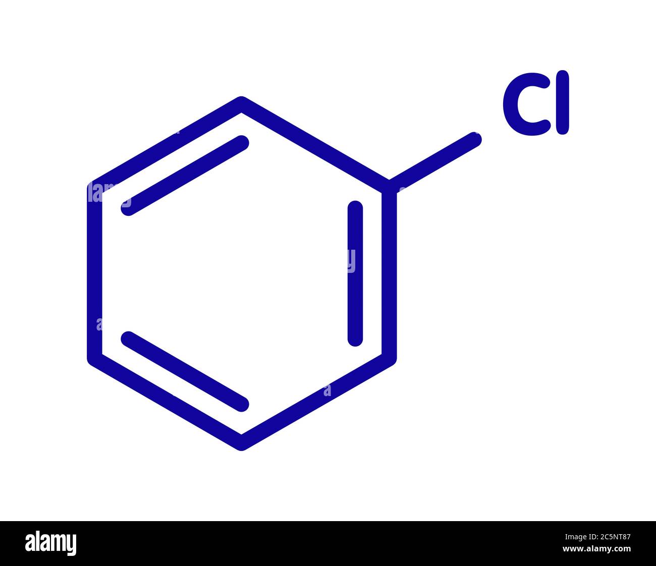 Chlorobenzene industrial solvent molecule. Skeletal formula Stock Photo ...