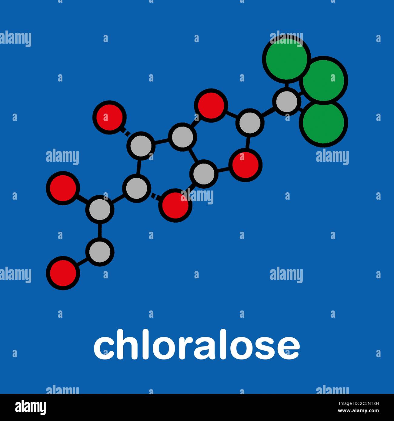 Chloralose rodenticide molecule. Stylized skeletal formula (chemical ...