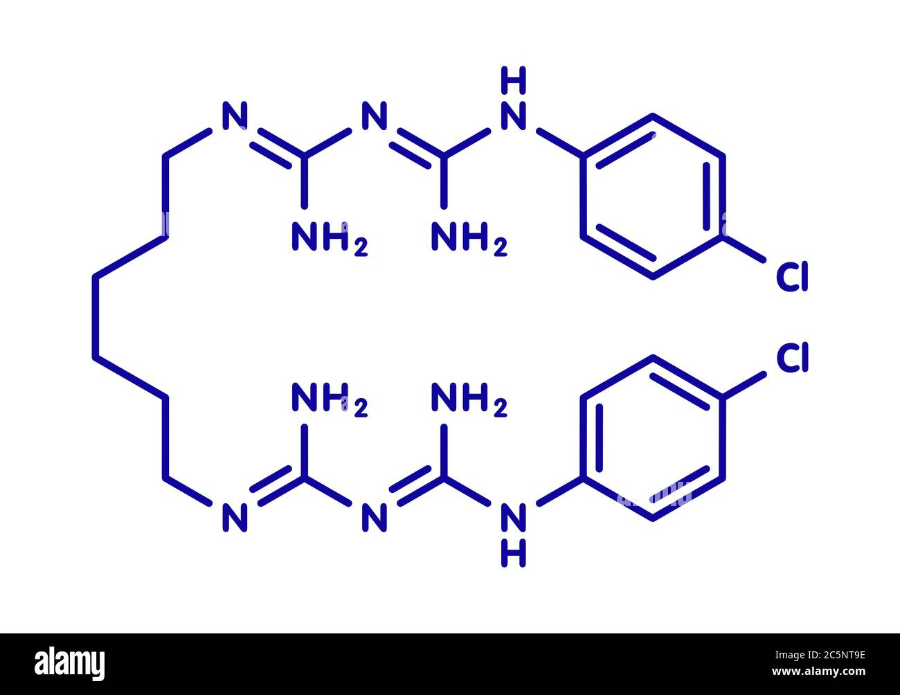 Chlorhexidine antiseptic molecule. Skeletal formula Stock Photo - Alamy