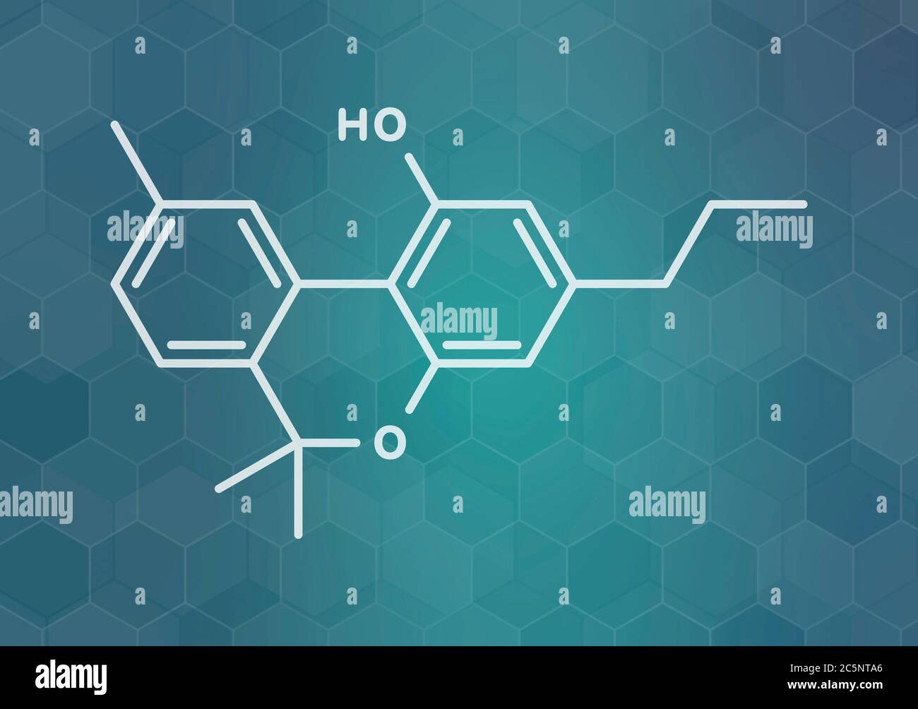 Cannabivarin or cannabivarol cannabinoid molecule. Skeletal formula ...