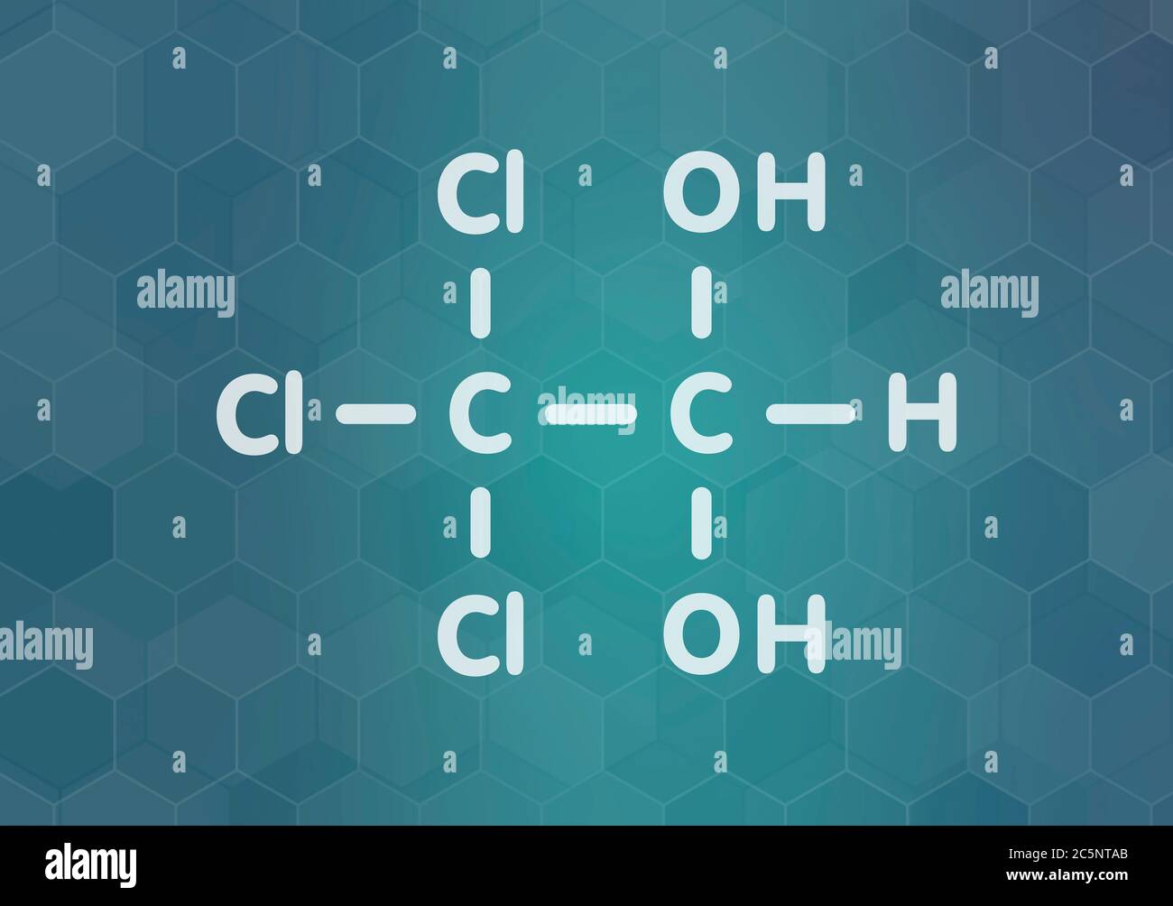 Chloral hydrate sedative and hypnotic drug molecule. Skeletal formula ...