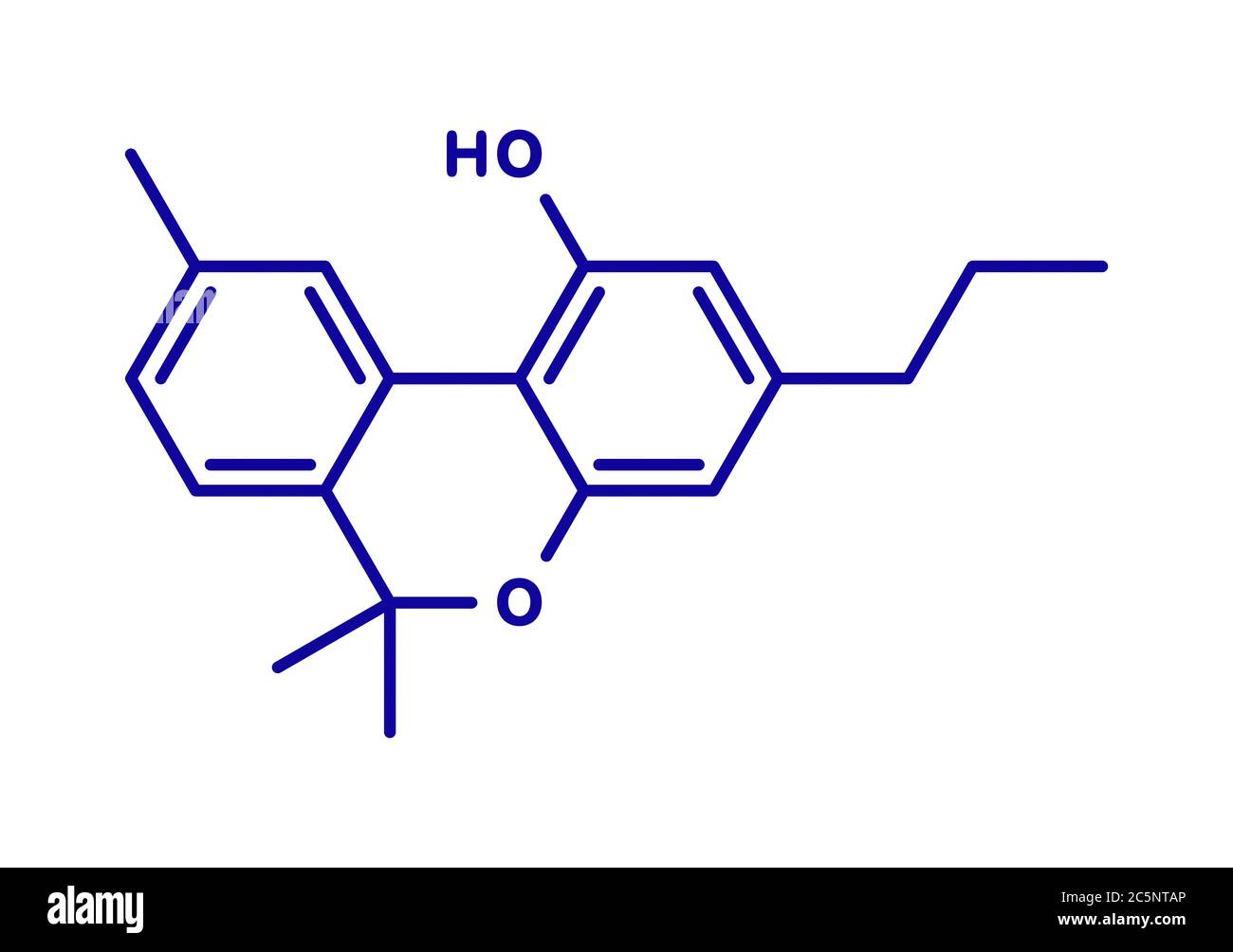 Cannabivarin or cannabivarol cannabinoid molecule. Skeletal formula ...