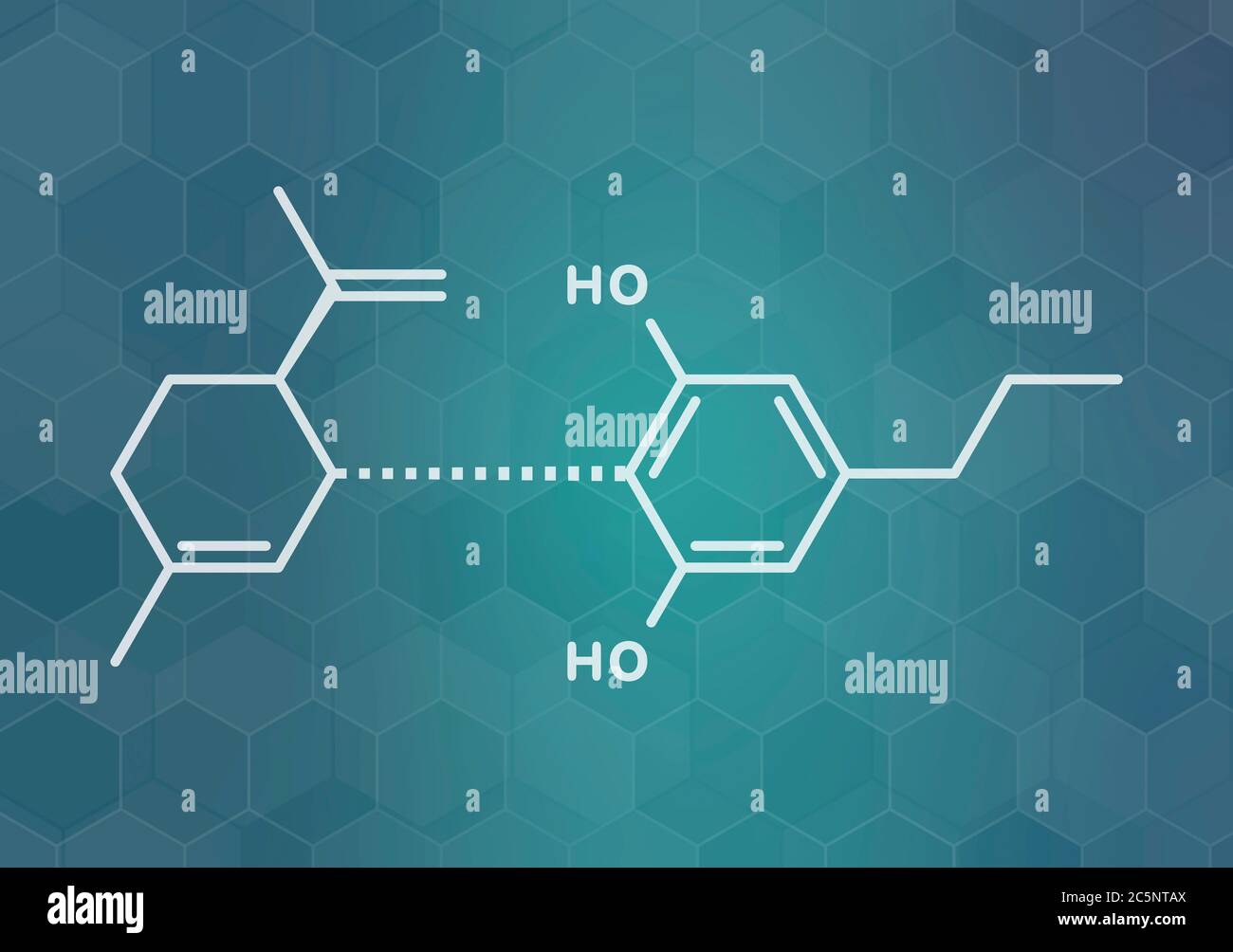 Cannabidivarin or CBDV cannabinoid molecule. Skeletal formula Stock ...